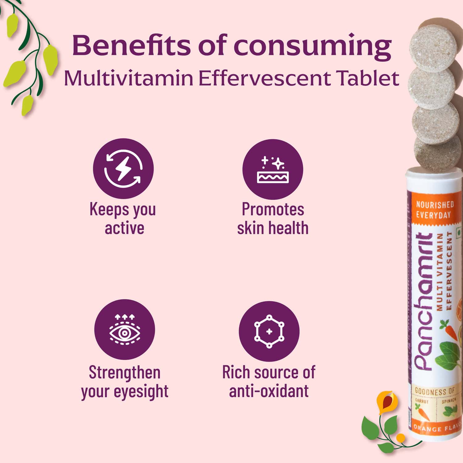 Buy PANCHAMRIT MULTI-VITAMIN EFFERVESCENT TABLETS, 20 UNITS Online ...