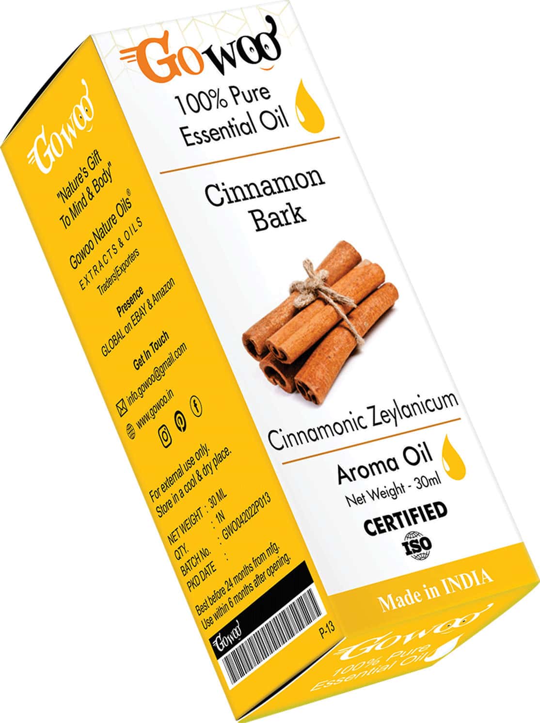 Buy GO WOO 100% PURE CINNAMON BARK OIL VIRGIN & UNDILUTED 30 ML Online ...