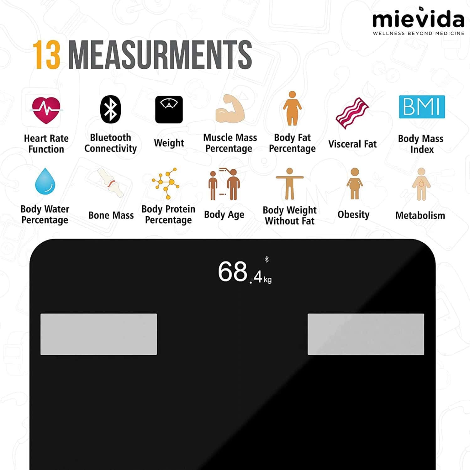 Buy MIEVIDA FIT ULTRA BT DIGITAL FULL BODY COMPOSITION MONITOR SMART ...