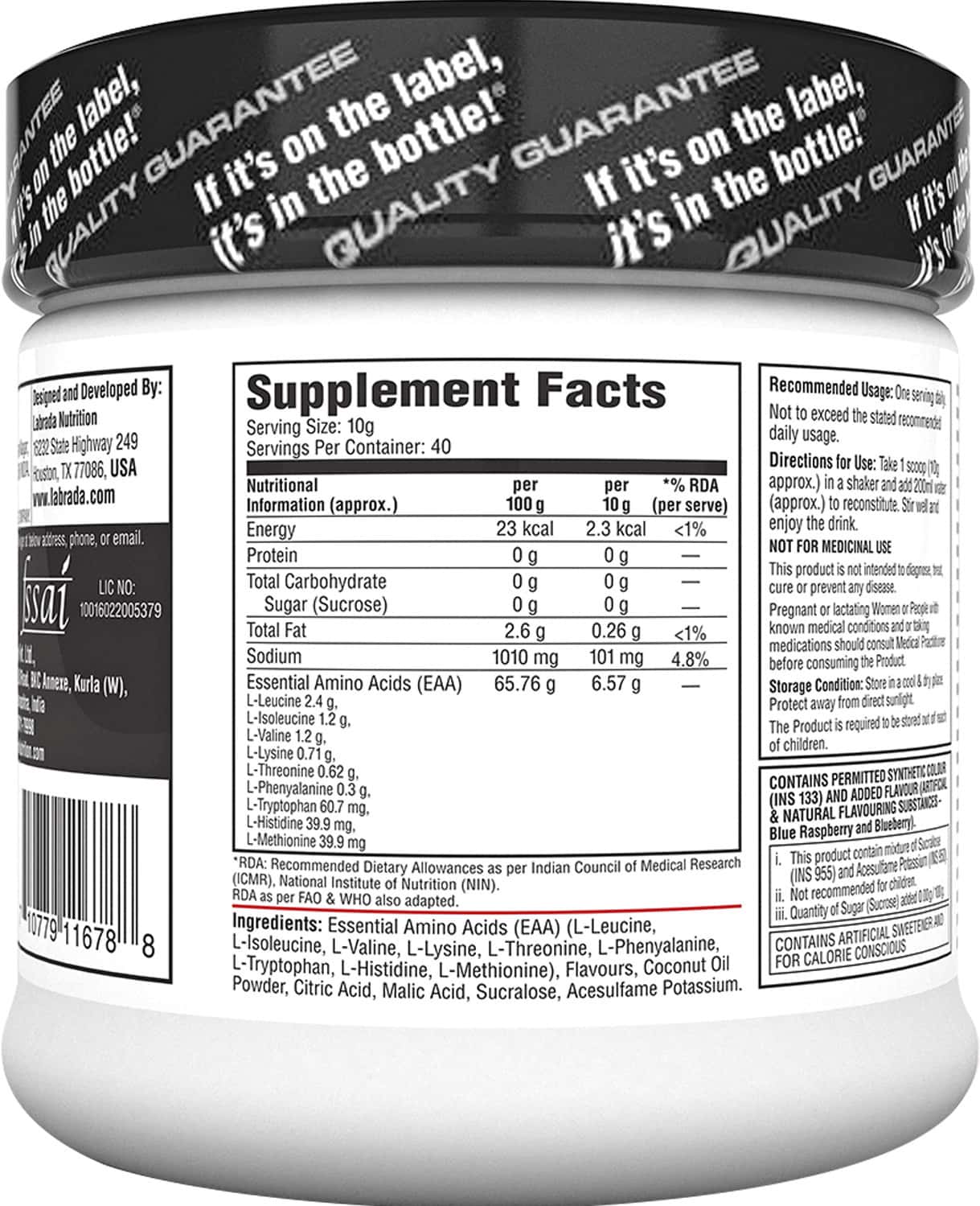 Buy LABRADA EAA POWER ESSENTIAL AMINO ACID COMPLEX - 0.88 LBS (400G ...