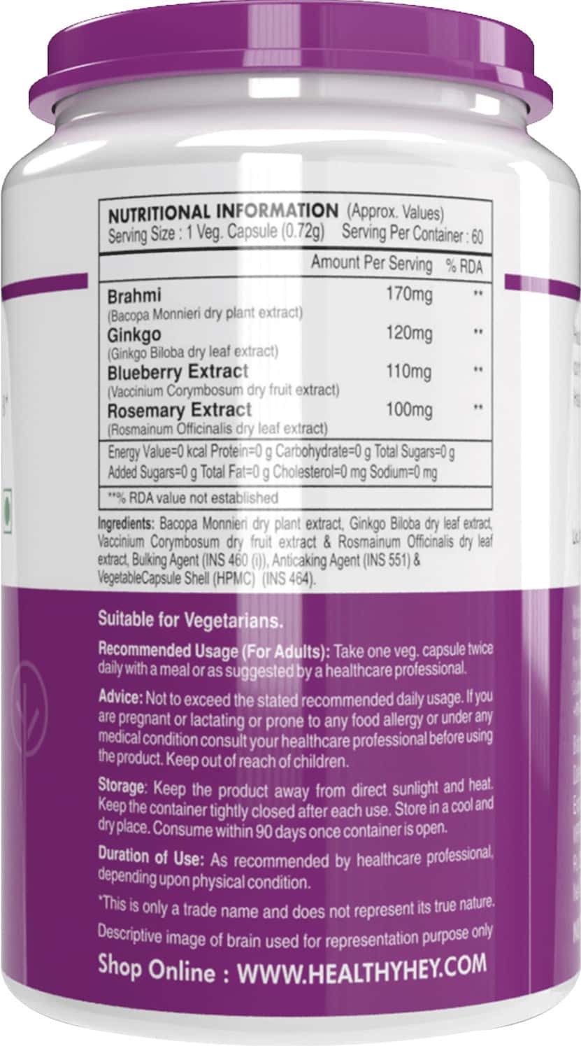 Buy HEALTHYHEY BRAINFOCUS - NATURAL BRAIN HEALTH FORMULA FOR MEMORY -60 ...