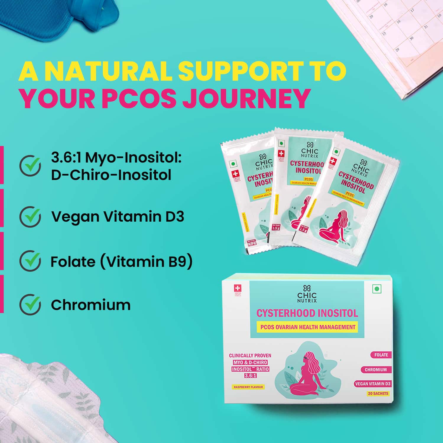 Buy CHICNUTRIX CYSTERHOOD INOSITOL - PCOS OVARIAN HEALTH MANAGEMENT ...