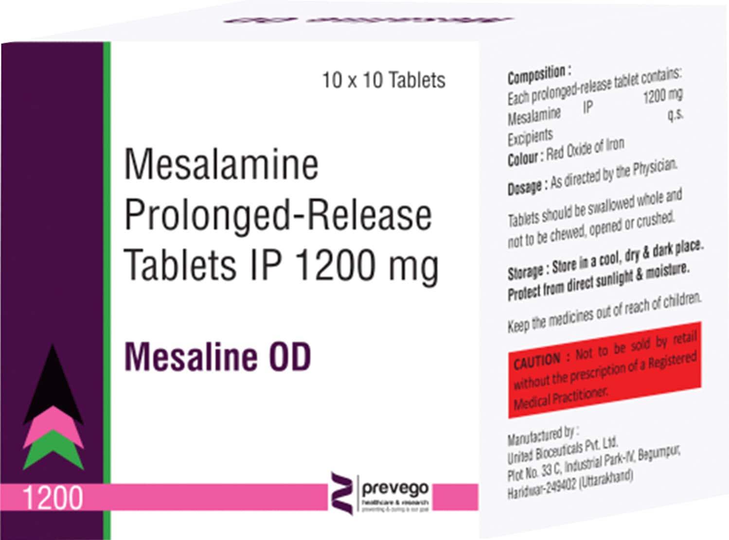 Mesaline Od 1200 MG Tablet (10): Uses, Side Effects, Price & Dosage ...