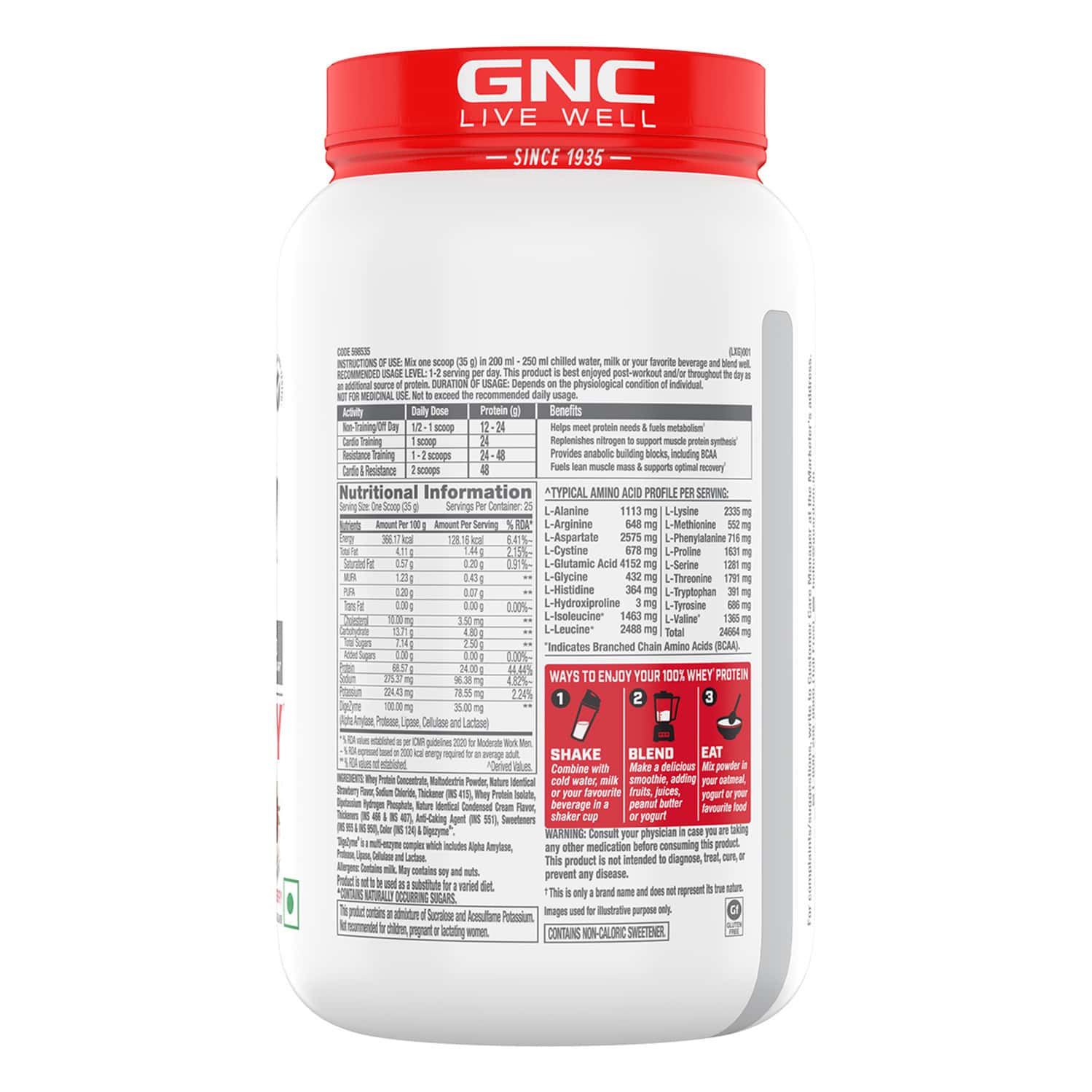 Buy GNC PRO PERFORMANCE 100% WHEY PROTEIN POWDER, 907 G | 24G PROTEIN ...
