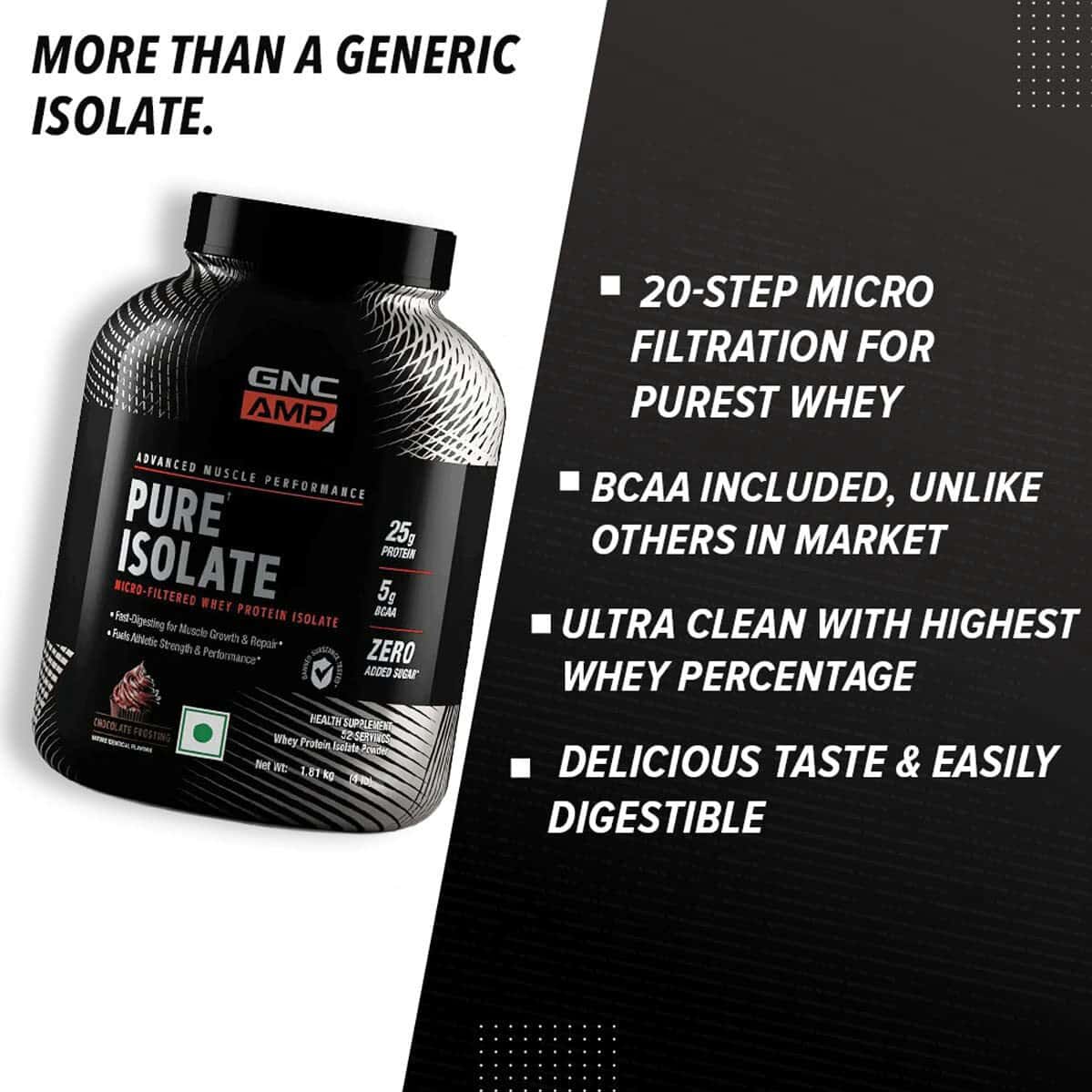 Buy GNC AMP PURE ISOLATE | ADVANCED MUSCLE PERFORMANCE (CHOCOLATE, 4 ...