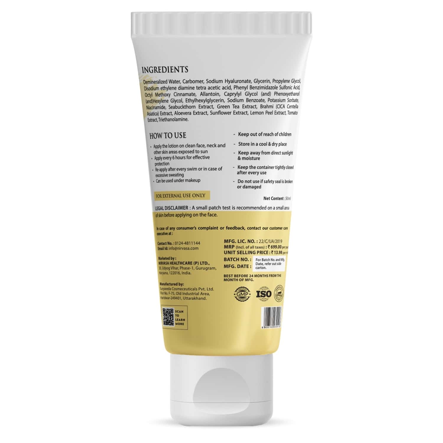 Buy NIRVASA SUNSCREEN GEL WITH NIACINAMIDE | LIGHTWEIGHT SPF 50+ PA+++ (50 ML) Online & Get Upto ...