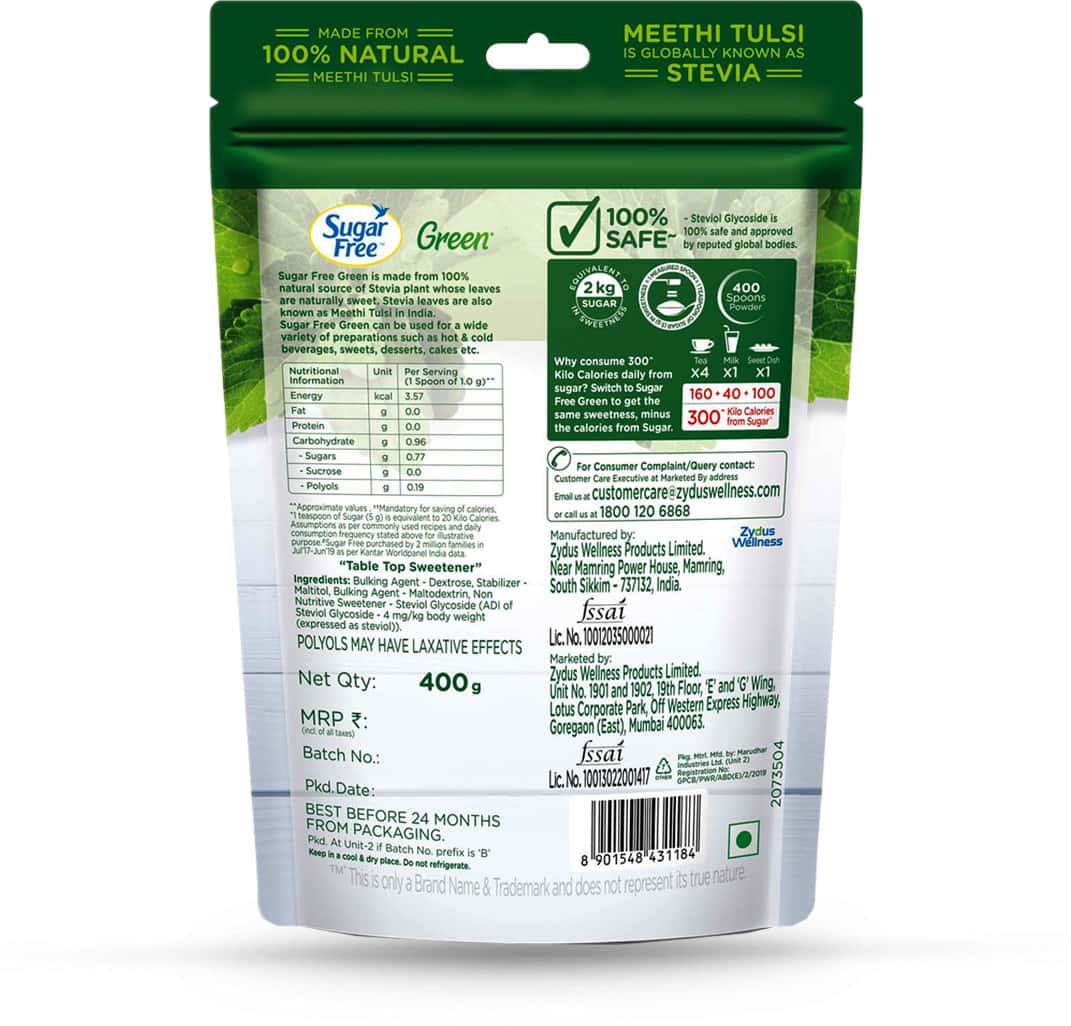 Buy SUGAR FREE GREEN MADE FROM MEETHI TULSI (STEVIA) 100% NATURAL ...