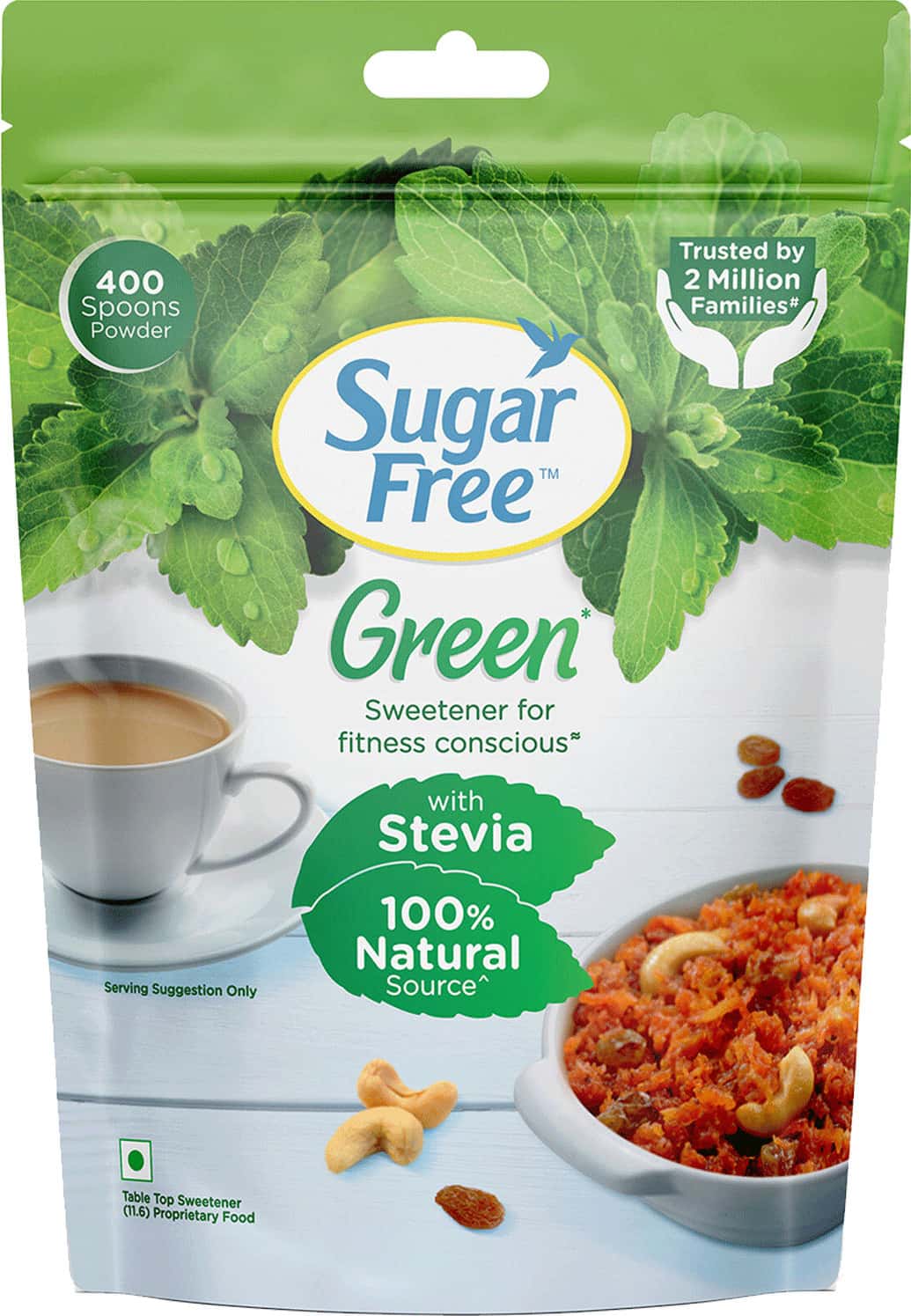 Buy SUGAR FREE GREEN SWEETENER WITH NATURAL STEVIA - 400 G POUCH Online ...