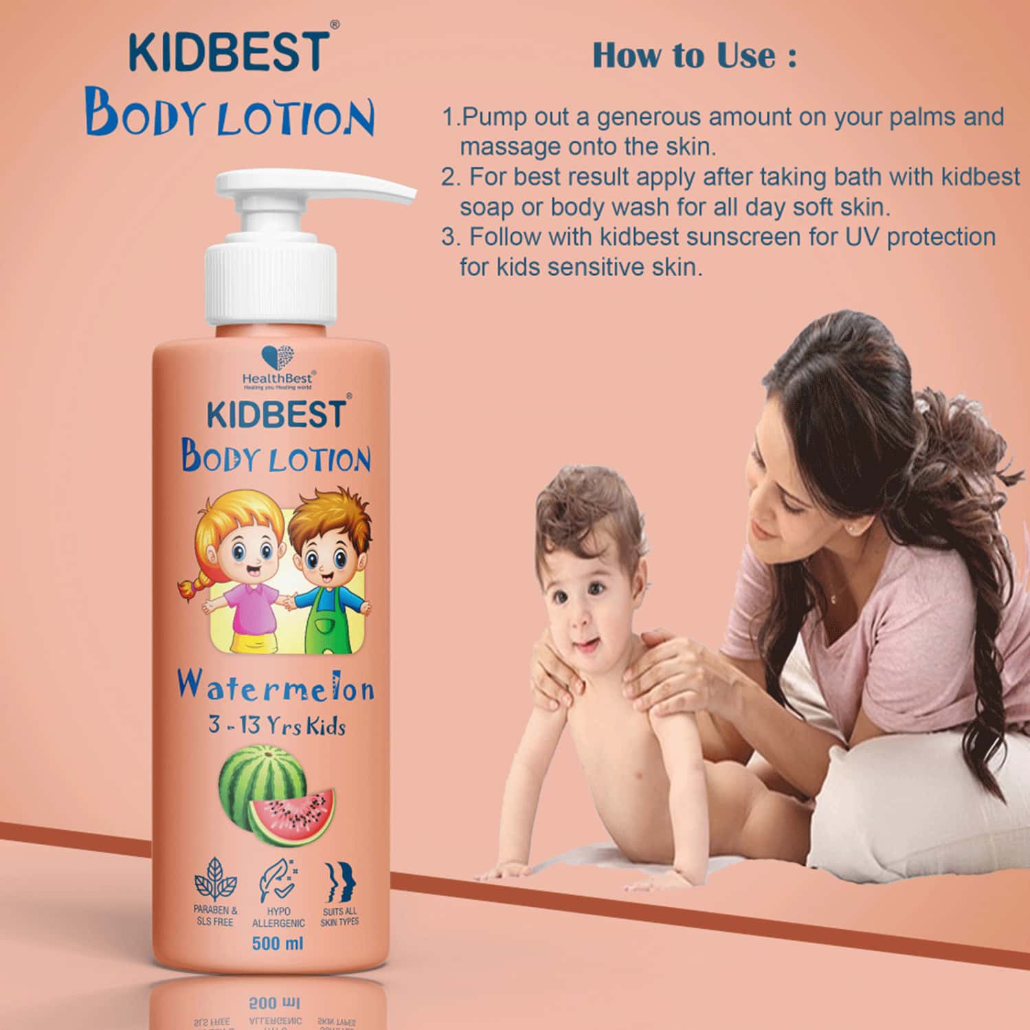 Buy HEALTHBEST KIDBEST BODY LOTION FOR KIDS|ANTI-BACTERIAL|TEAR PARABEN ...