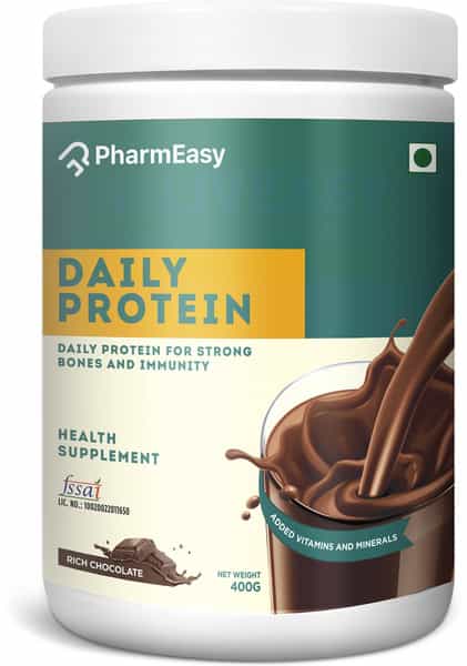 Buy PHARMEASY DAILY PROTEIN - PROVIDES ENERGY & VITALITY - JAR OF 400 ...