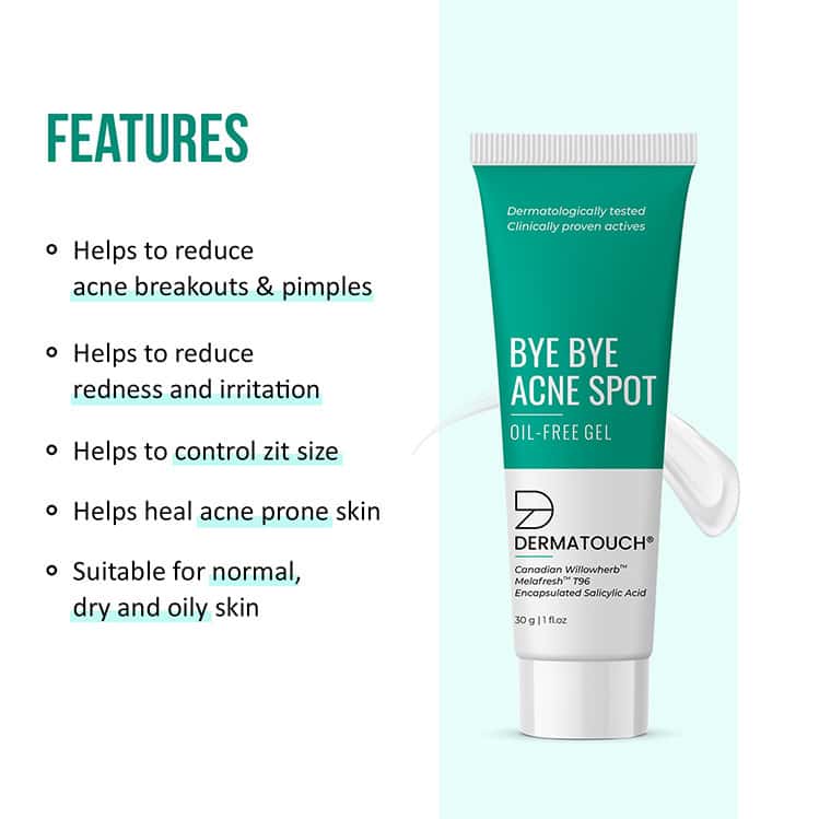Buy DERMATOUCH BYE BYE ACNE SPOT OIL FREE GEL FOR ACNE (ALL SKIN) - 30G Online & Get Upto 60% ...