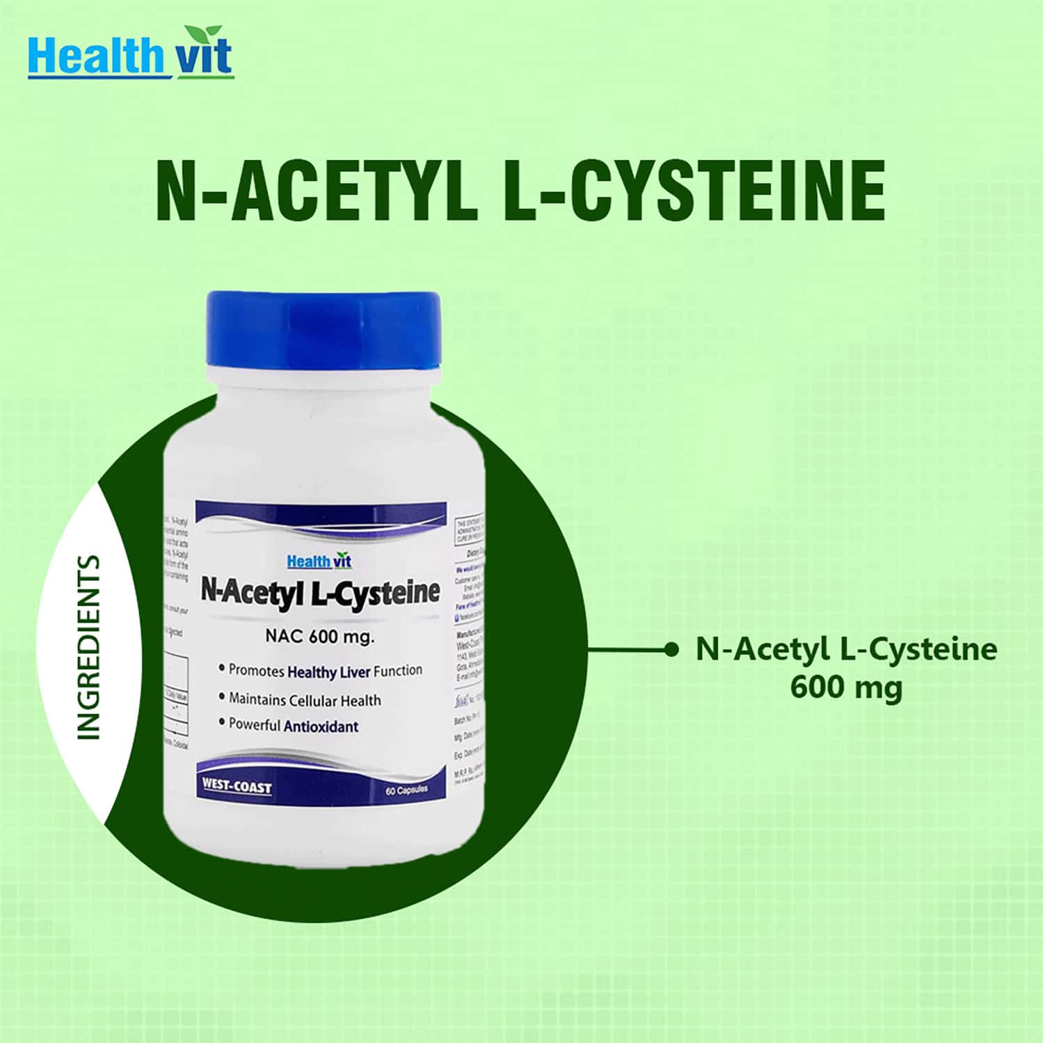 Buy HEALTHVIT N-ACETYL L-CYSTEINE (NAC) LIVER & ANTIOXIDANT SUPPORT ...