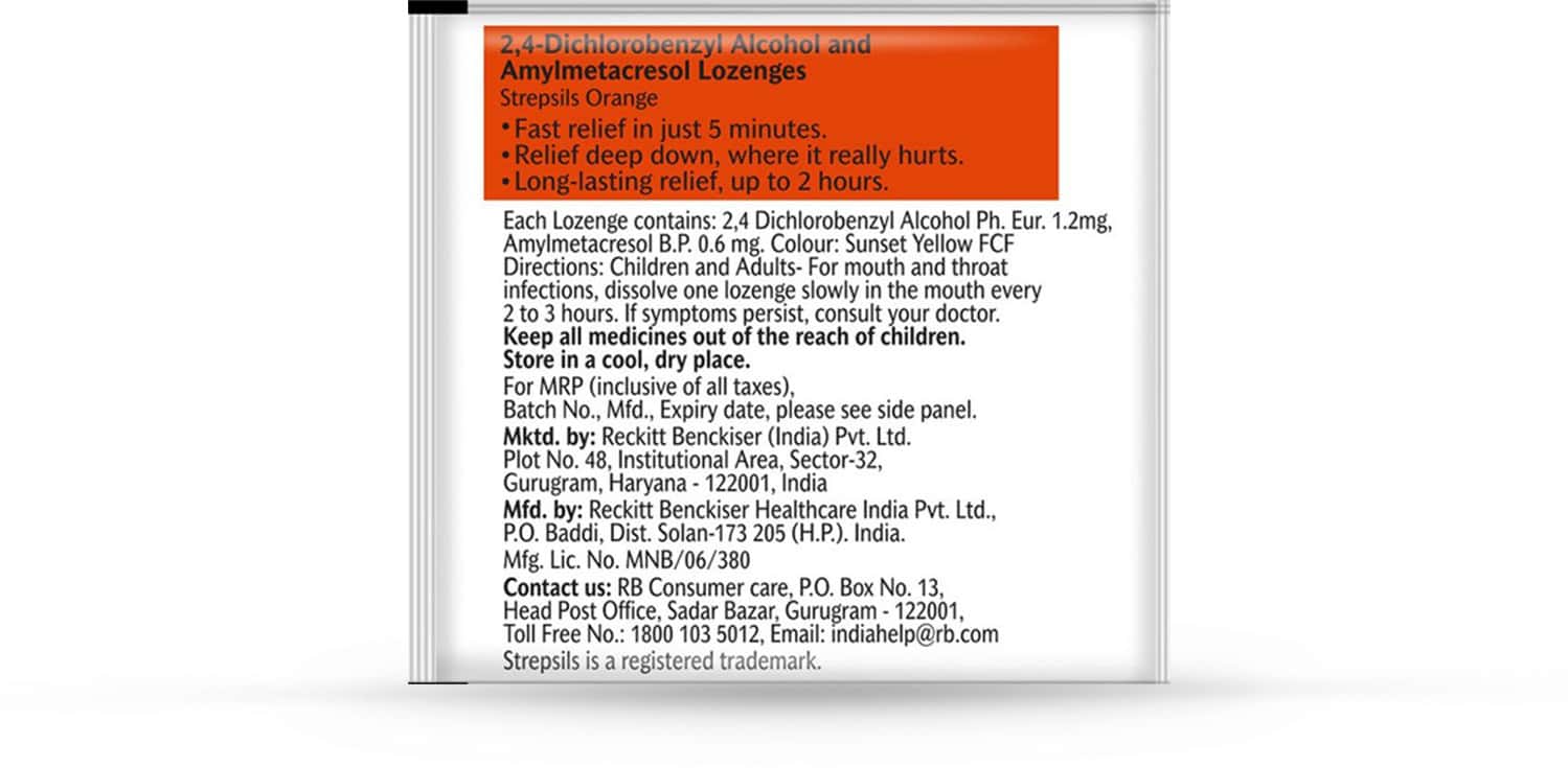 Buy STREPSILS ORANGE LOZENGES - STRIP OF 5 Online & Get Upto 60% OFF at ...