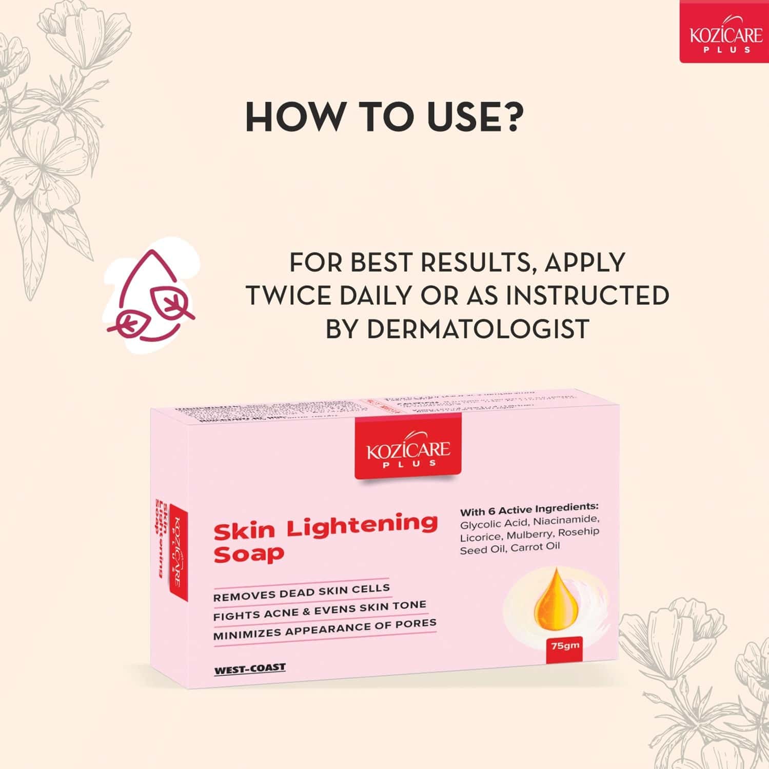Buy KOZICARE PLUS SKIN LIGHTENING SOAP- 75GM (PACK OF 3) Online & Get ...