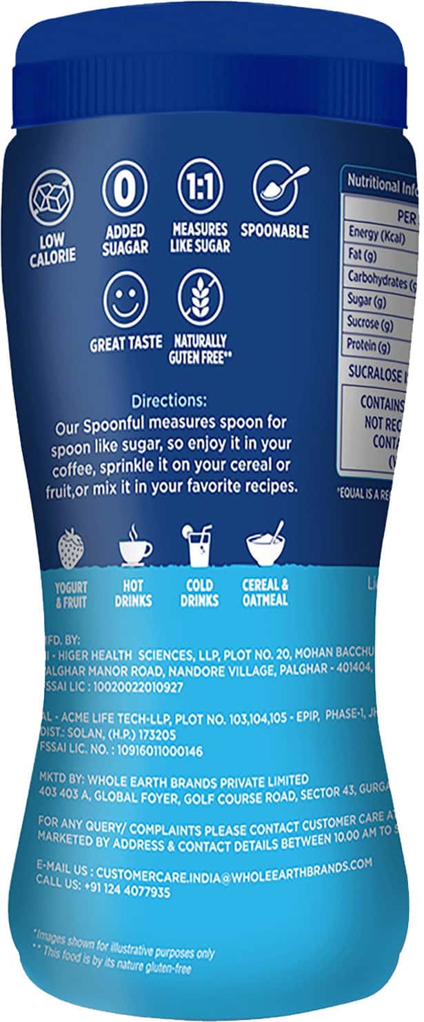 Buy EQUAL SWEETENER SUGAR FREE ZERO CALORIE COOK & BAKE 80G POWDER JAR ...