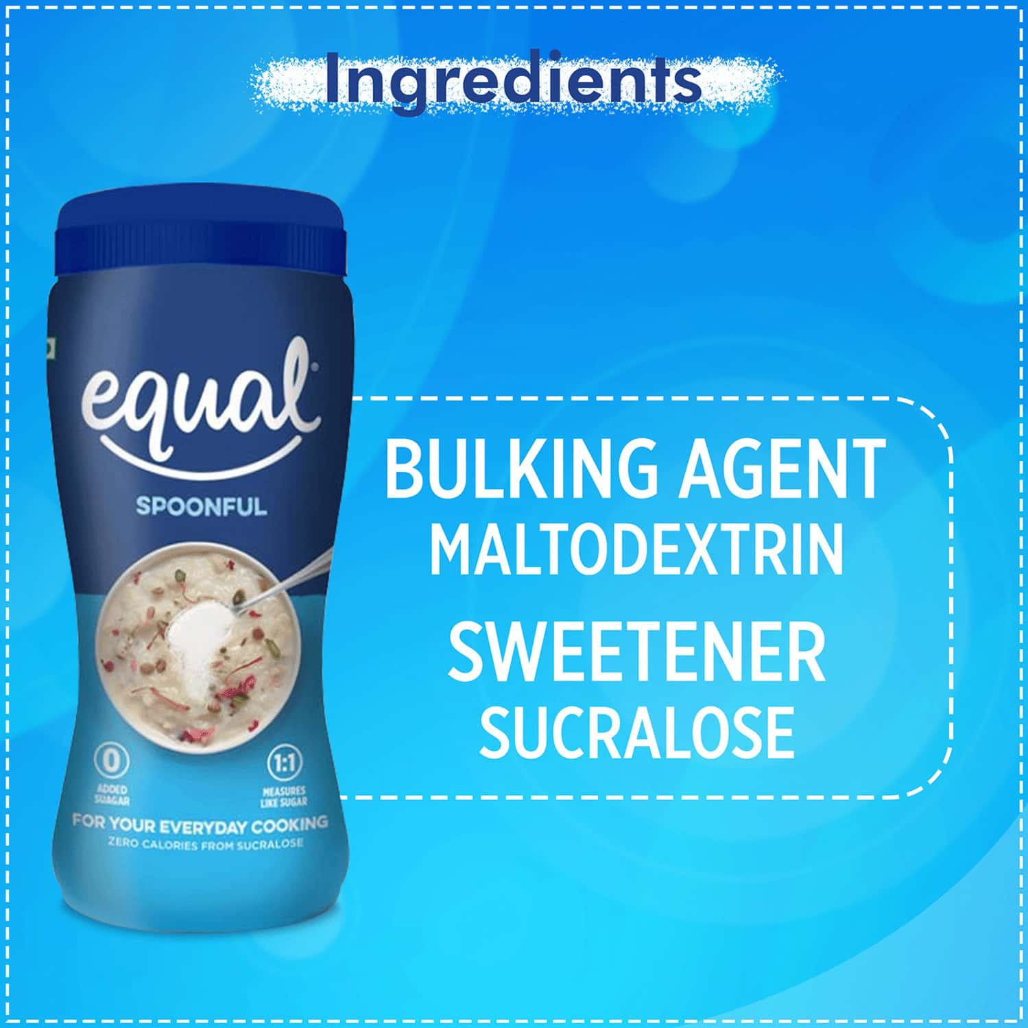 Buy EQUAL SWEETENER SUGAR FREE ZERO CALORIE COOK & BAKE 80G POWDER JAR ...