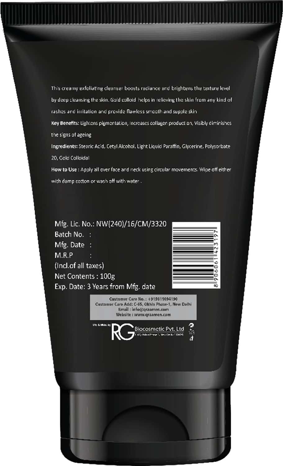 Buy QRAA MEN GOLD FACE WASH WITH 24K GOLD|DEEP CLEANSING, ANTI-AGEING ...