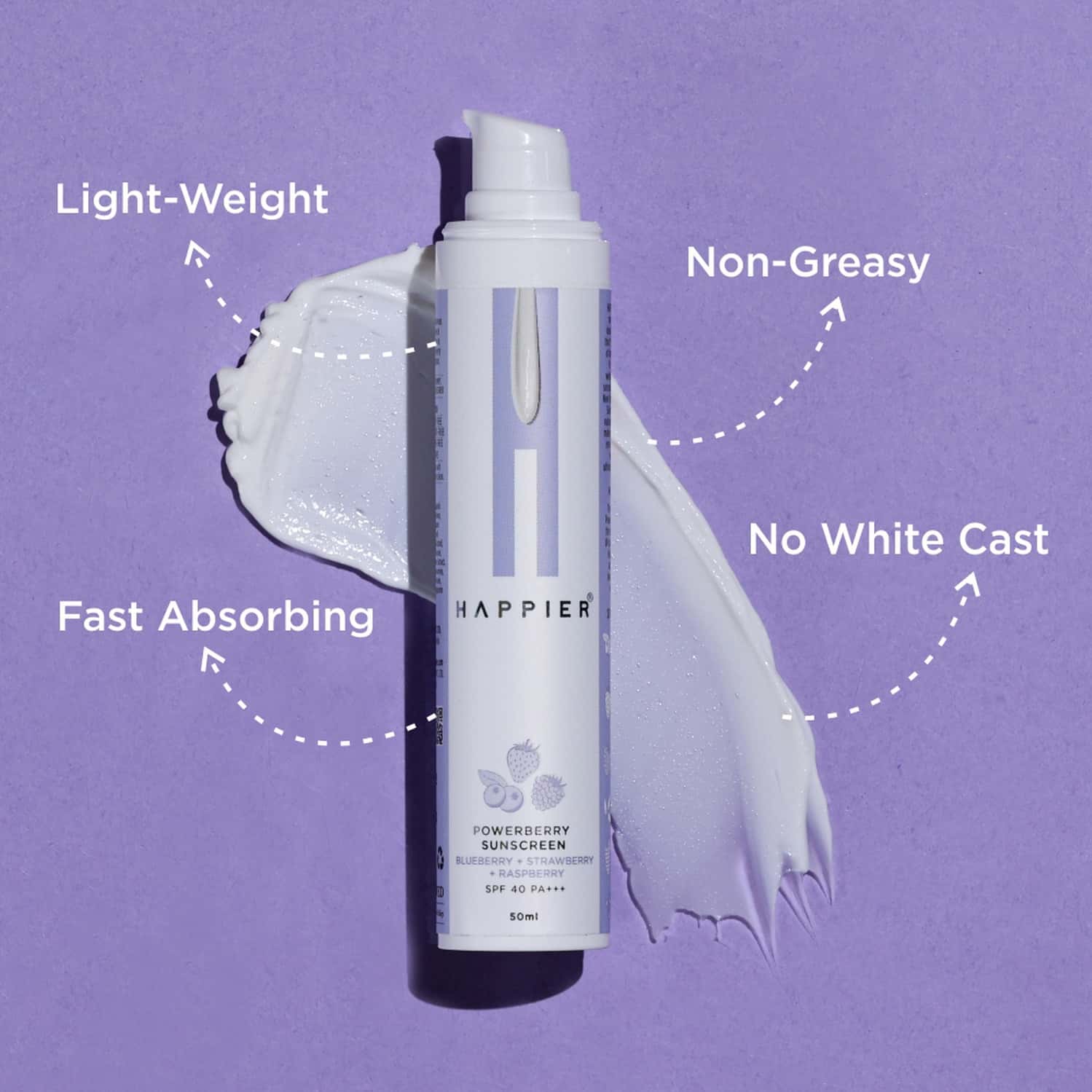 Buy HAPPIER POWERBERRY SUNSCREEN SPF 40 PA+++|LIGHTWEIGHT & QUICK ...