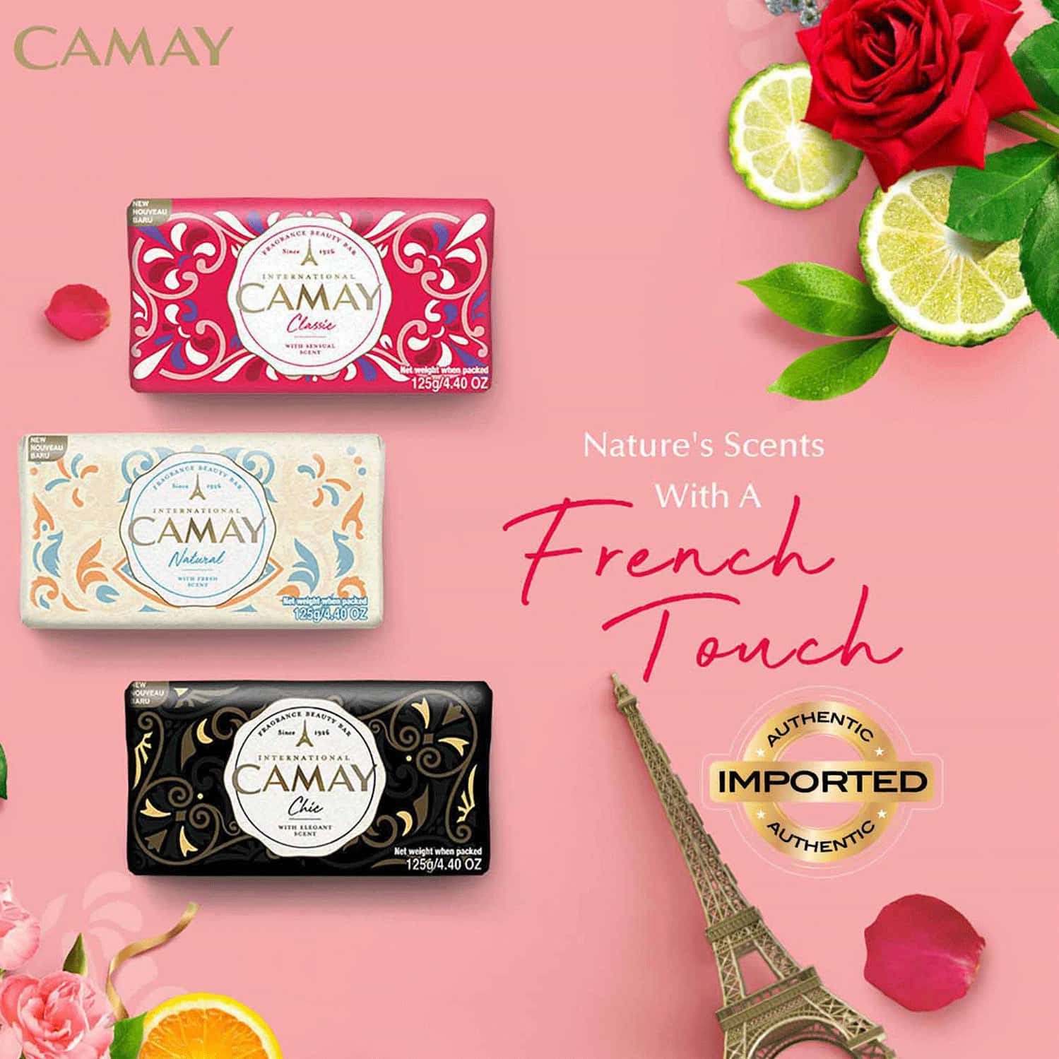 Buy Camay Classic Carnations And Roses Beauty Soap With Indulging French Fragrance 125g Online