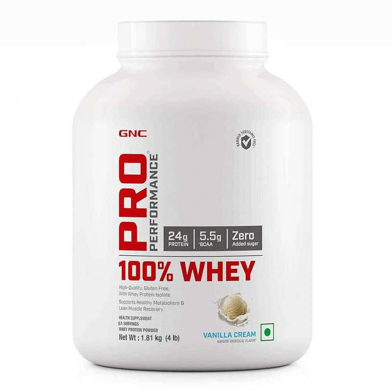 Buy GNC AMP GOLD SERIES 100% WHEY PROTEIN ADVANCED (VANILLA, 4 LBS ...