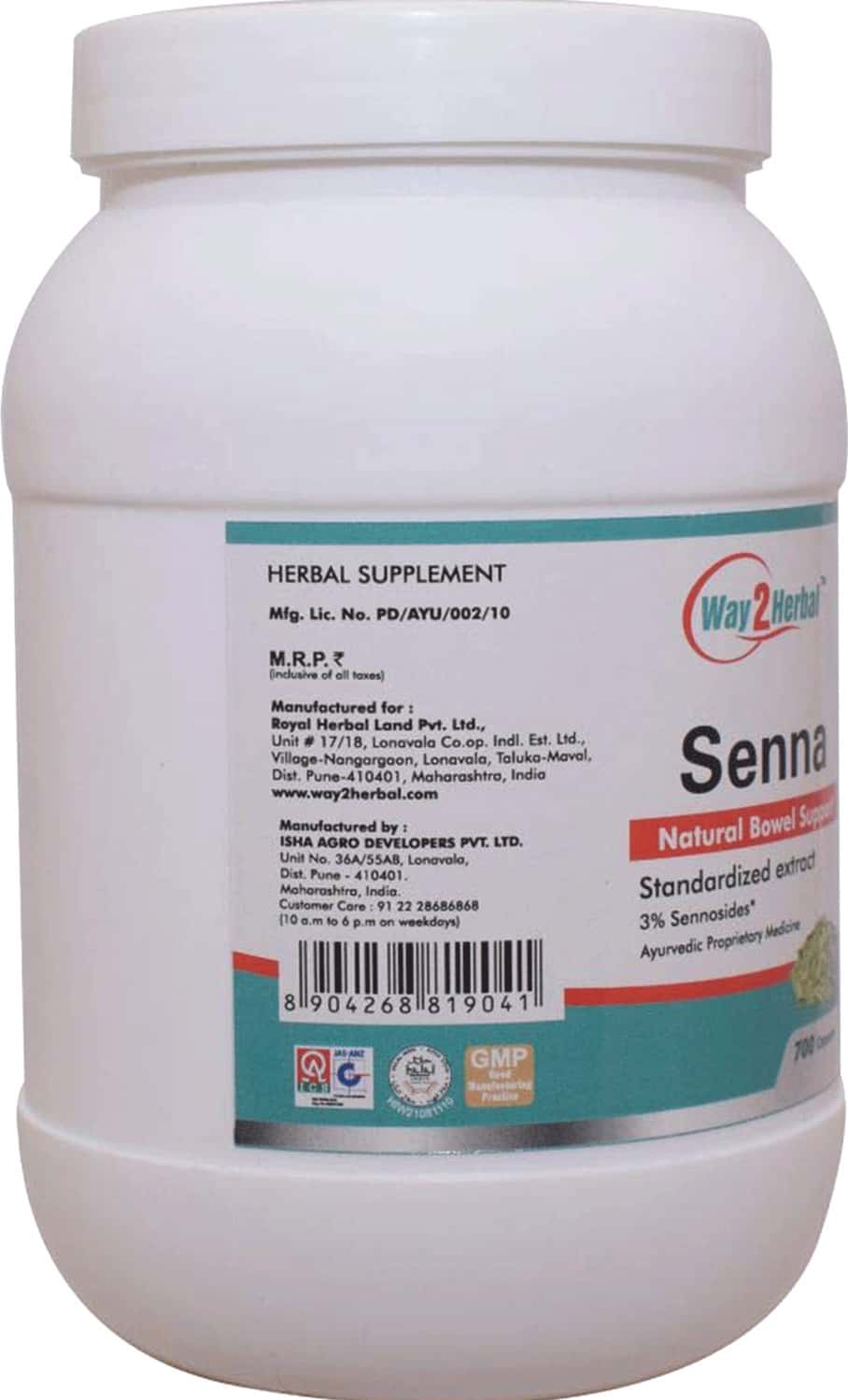 Buy WAY2HERBAL SENNA LEAVES CAPSULES 450MG - 700 CAPS VALUE PACK Online ...