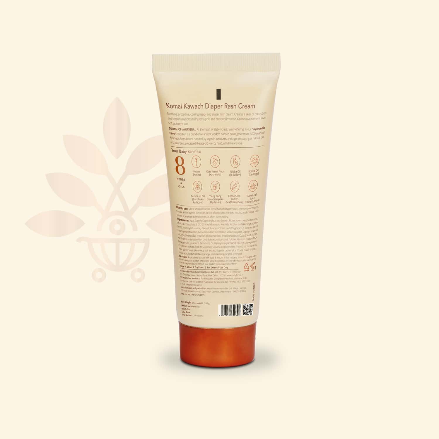 Buy BABY FOREST KOMAL KAWACH DIAPER RASH CREAM 100G, WITH 8 HERBS AND ...