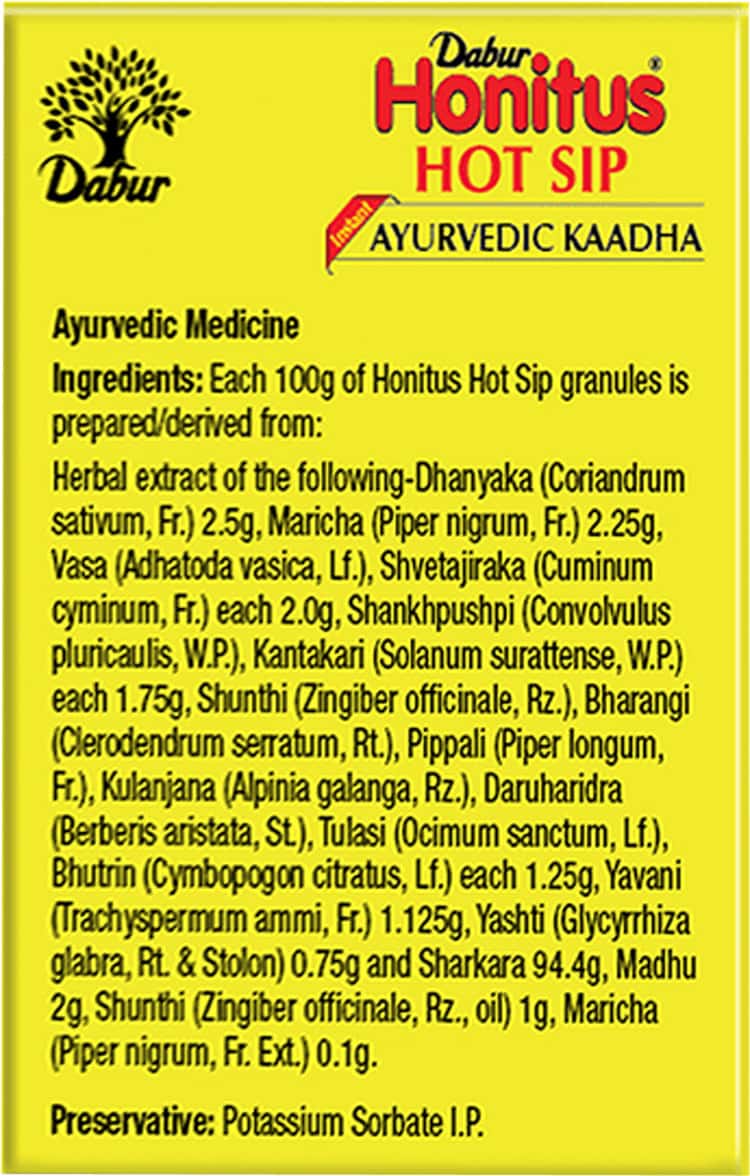 Buy DABUR HONITUS HOT SIP AYURVEDIC GRANULES SACHET 28 GM Online & Get ...