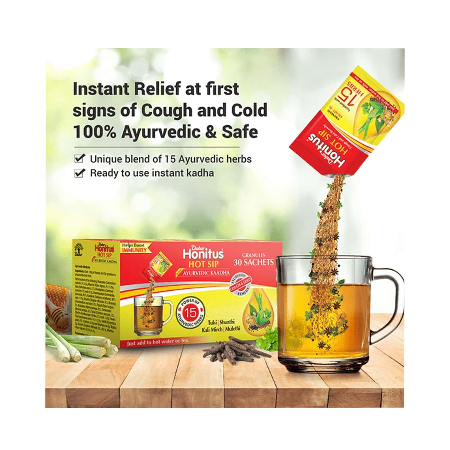 Buy DABUR HONITUS HOT SIP AYURVEDIC GRANULES SACHET 28 GM Online & Get ...