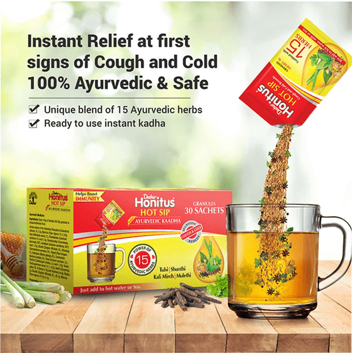 Buy DABUR HONITUS HOT SIP AYURVEDIC GRANULES SACHET 28 GM Online & Get ...