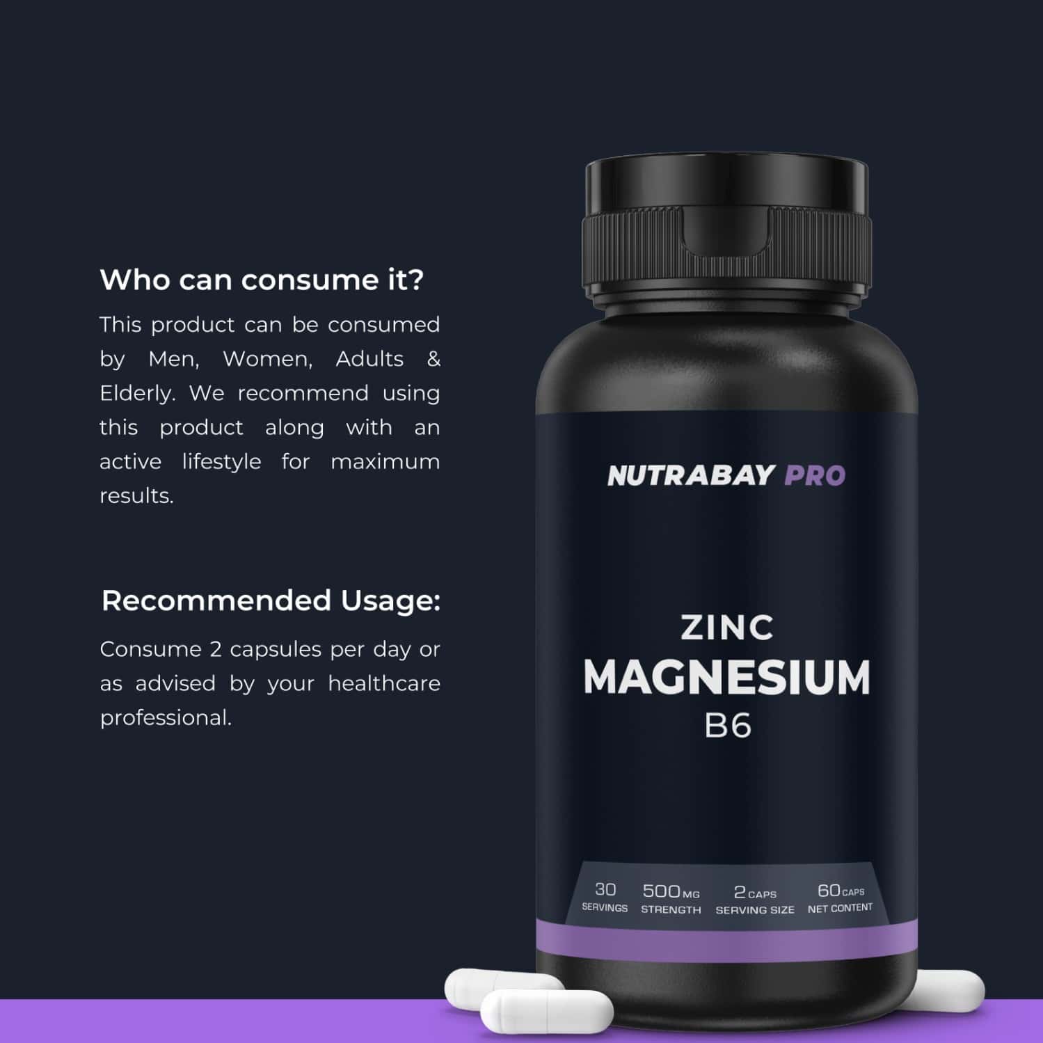 Buy NUTRABAY PRO ZINC + MAGNESIUM + B6 - 500MG - 60 CAPSULES Online ...