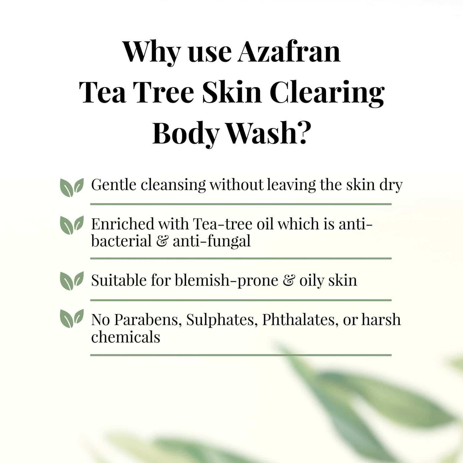 Buy AZAFRAN ORGANIC TEA TREE SKIN CLEARING BODY WASH (100GM) Online ...
