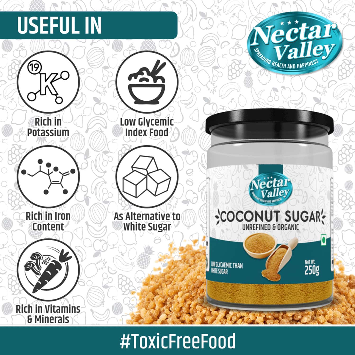 Buy NECTAR VALLEY COCONUT SUGAR | NATURAL SWEETENER WITH MINERALS & LOW ...