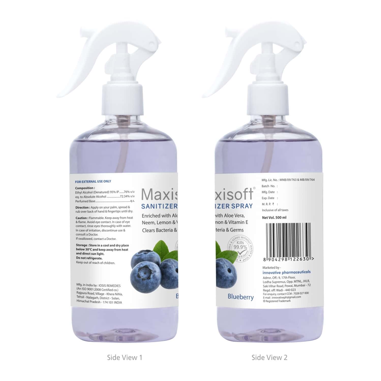 Buy MAXISOFT HAND SANITIZER SPRAY (BLUEBERRY) 500 ML Online & Get Upto ...