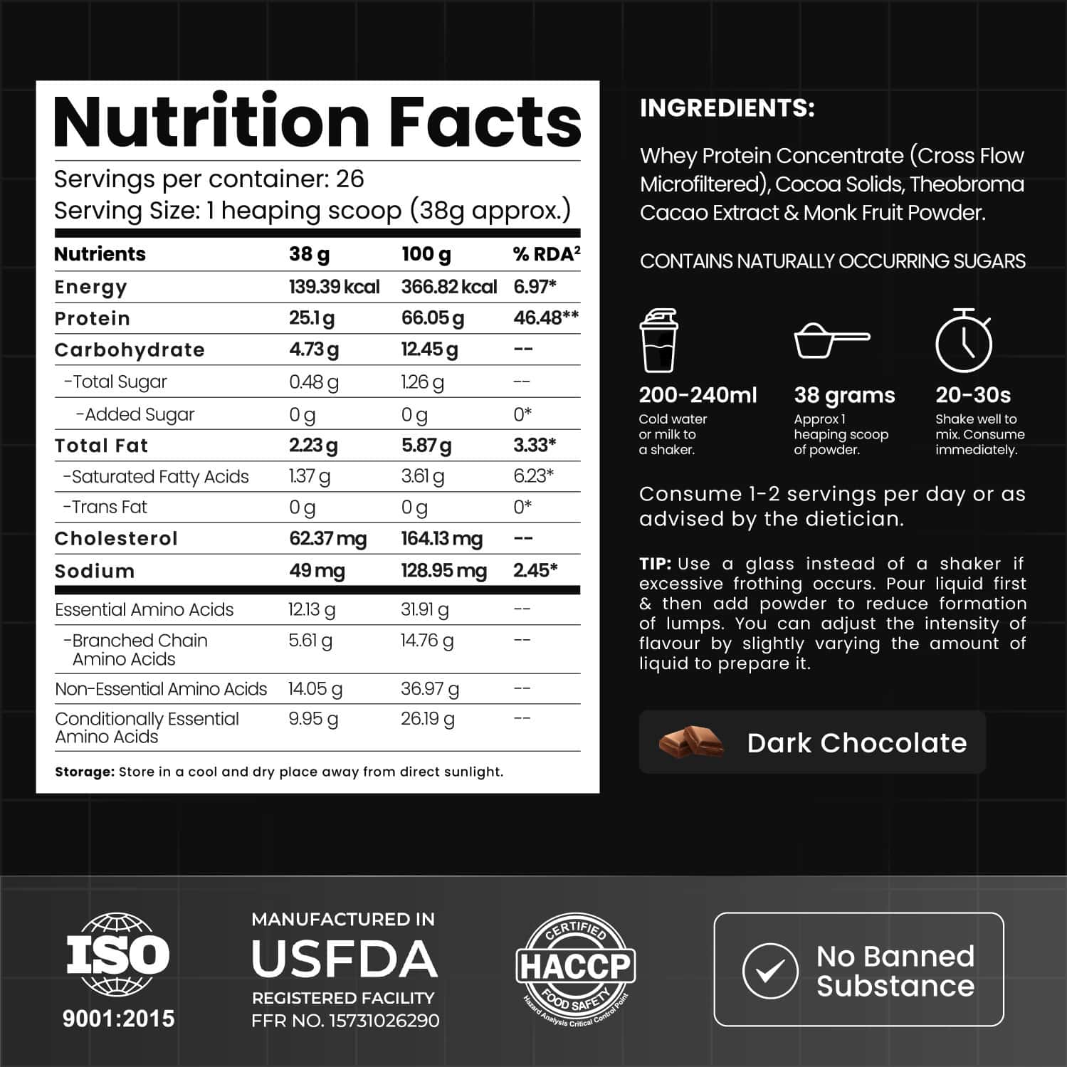 Buy ATHLAB INSTANT WHEY PROTEIN, 25G PROTEIN | NO PRESERVATIVES | DARK ...