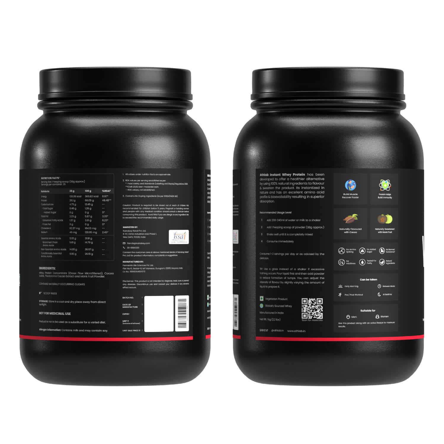 Buy ATHLAB INSTANT WHEY PROTEIN, 25G PROTEIN | NO PRESERVATIVES | DARK ...