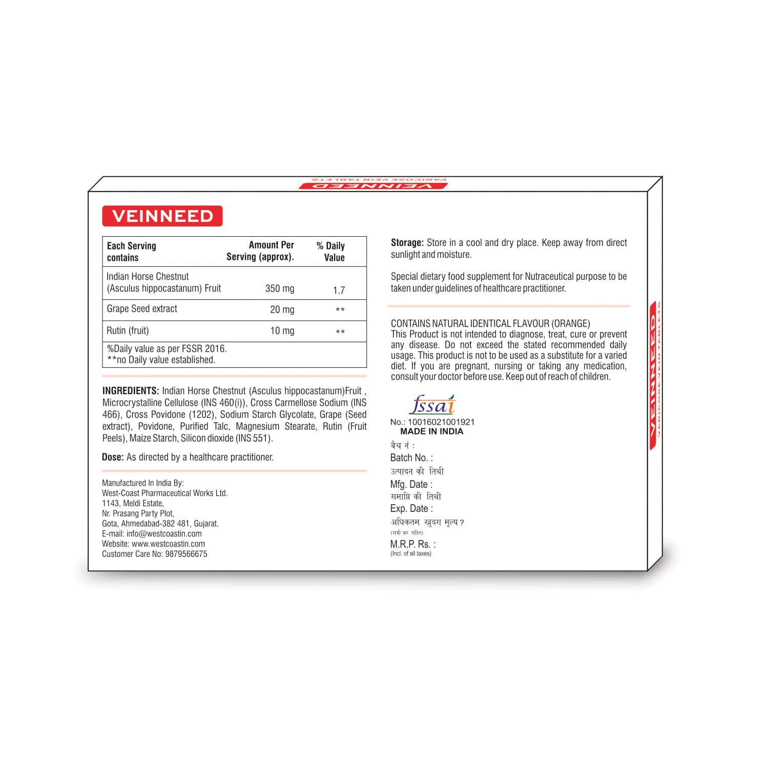 Buy WEST COAST VEINNEED TABLET (10 TABS) Online & Get Upto 60% OFF at ...