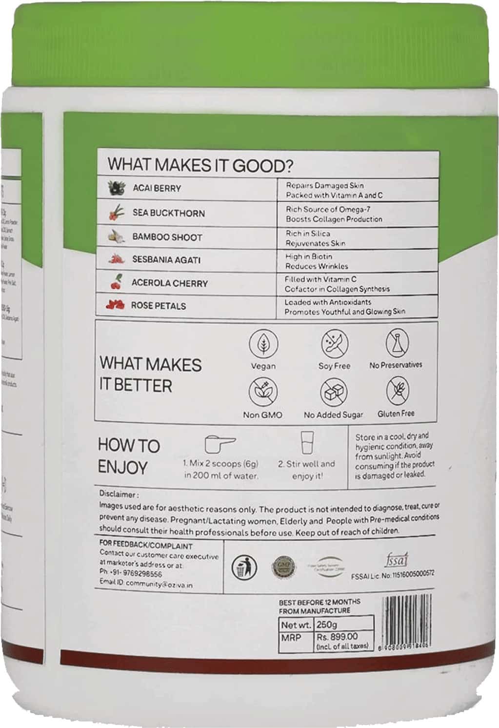 Buy OZIVA PLANT BASED COLLAGEN BUILDER CLASSIC PACK OF 2 GLOWING SKIN ...