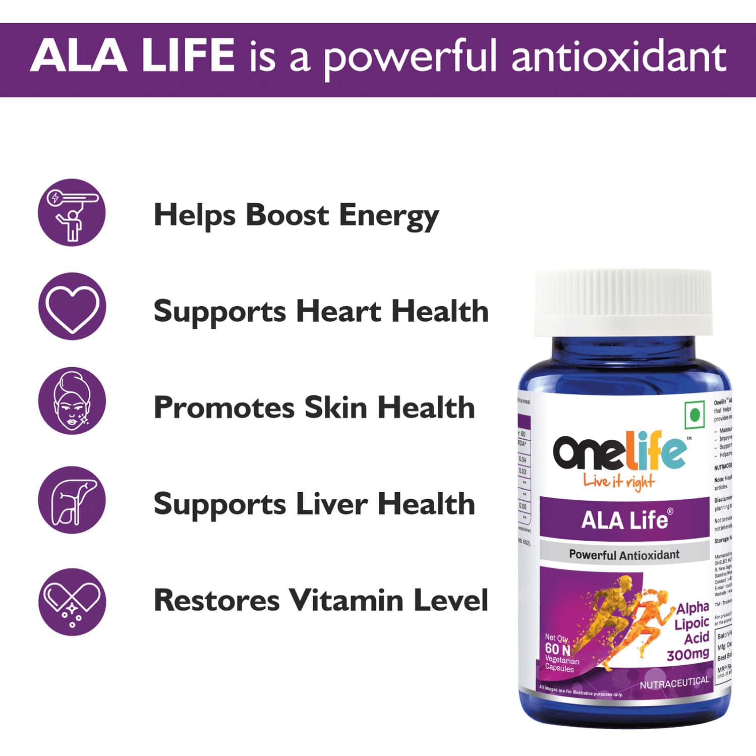 Buy ONELIFE ALA LIFE - 60 CAPSULES Online & Get Upto 60% OFF at PharmEasy