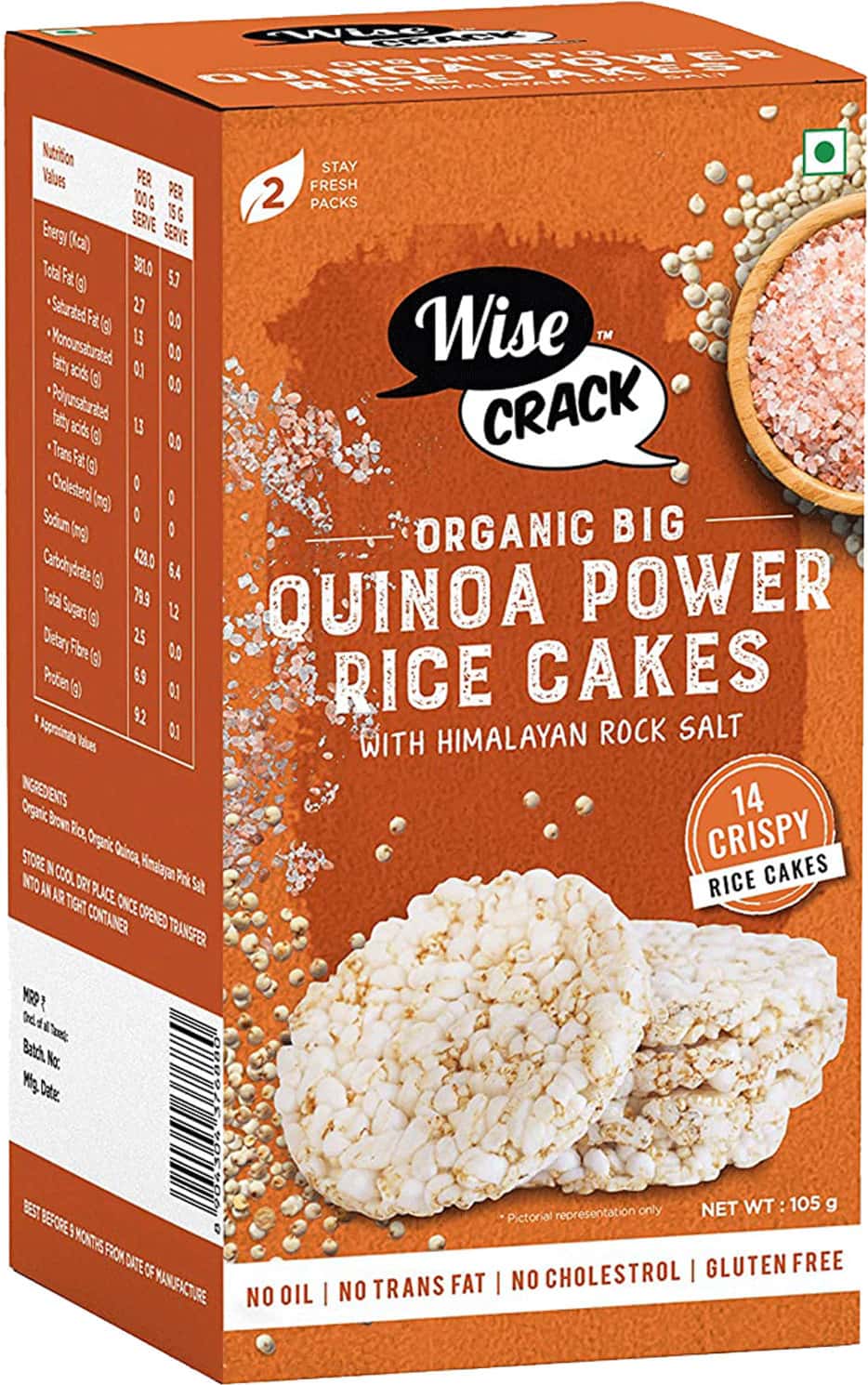 Buy WISE CRACK ORGANIC RICE CAKES - FLAX LOVERS 105G & QUINOA POWER ...