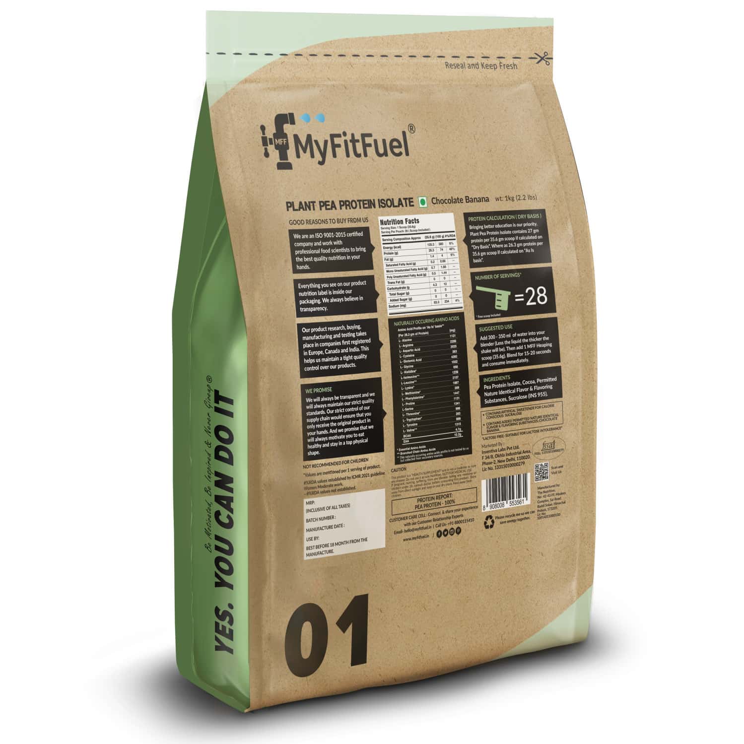 Buy MYFITFUEL PLANT PEA PROTEIN ISOLATE | 1 KG, (CHOCOLATE BANANA ...