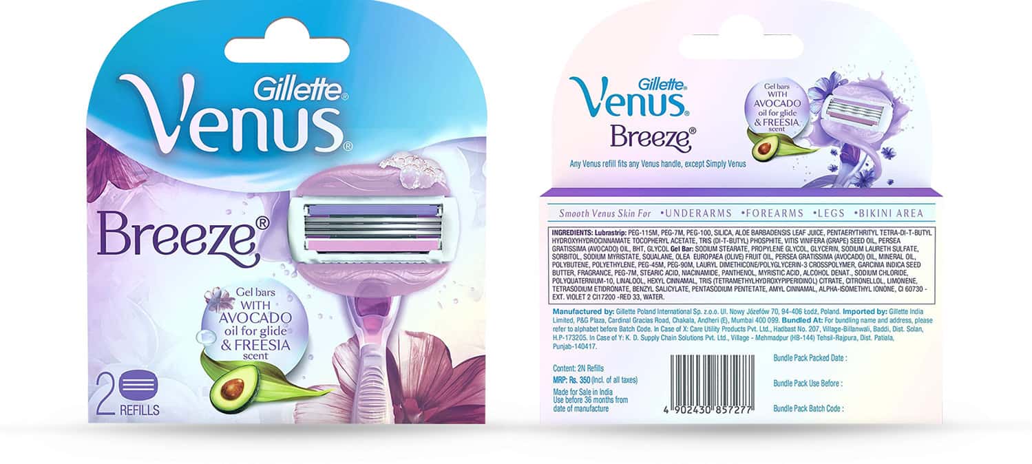 Buy GILLETTE VENUS BREEZE RAZOR BLADES FOR WOMEN BOX OF 2 Online & Get ...