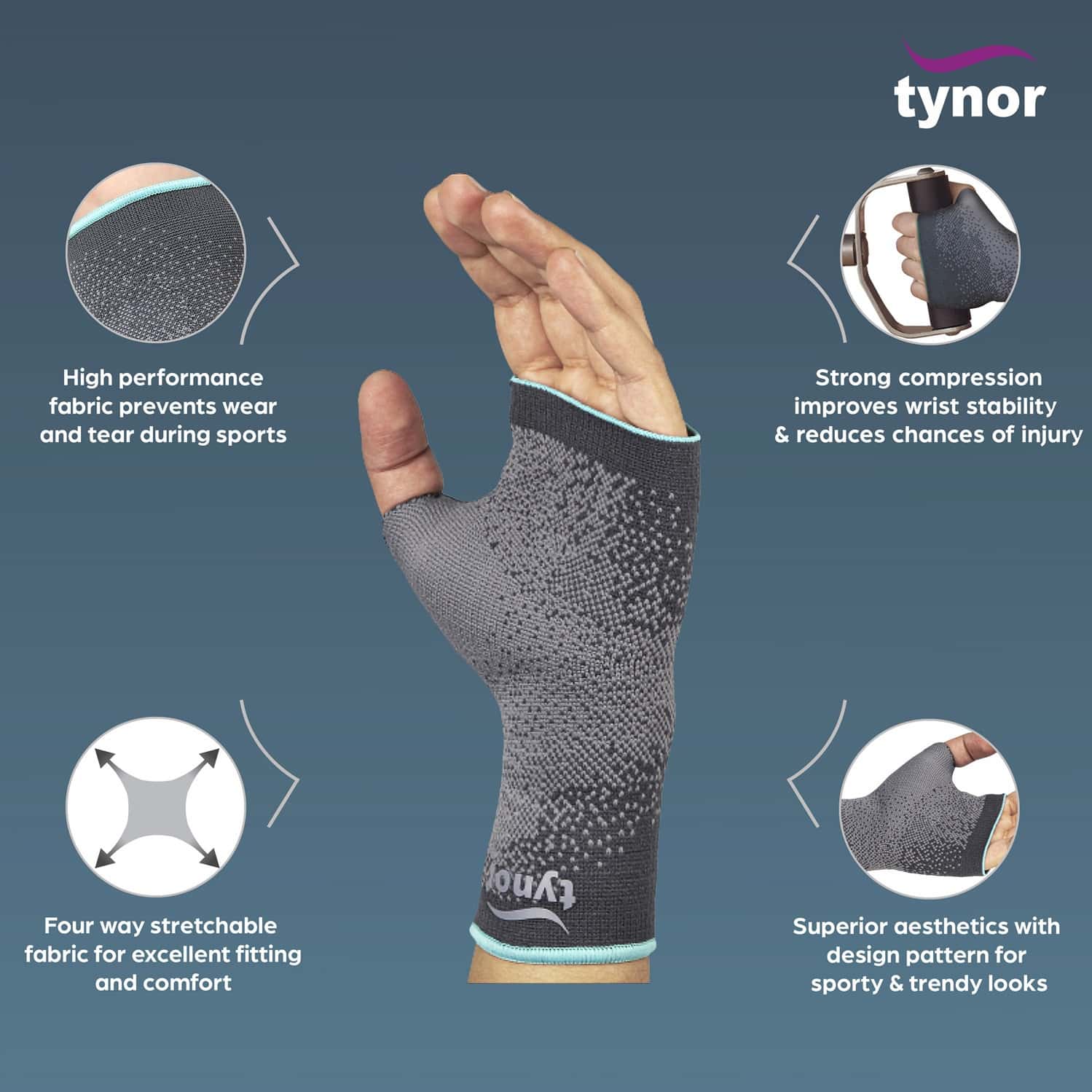 Buy TYNOR WRIST SUPPORT URBANE, GREY, LARGE, 1 UNIT Online & Get Upto ...