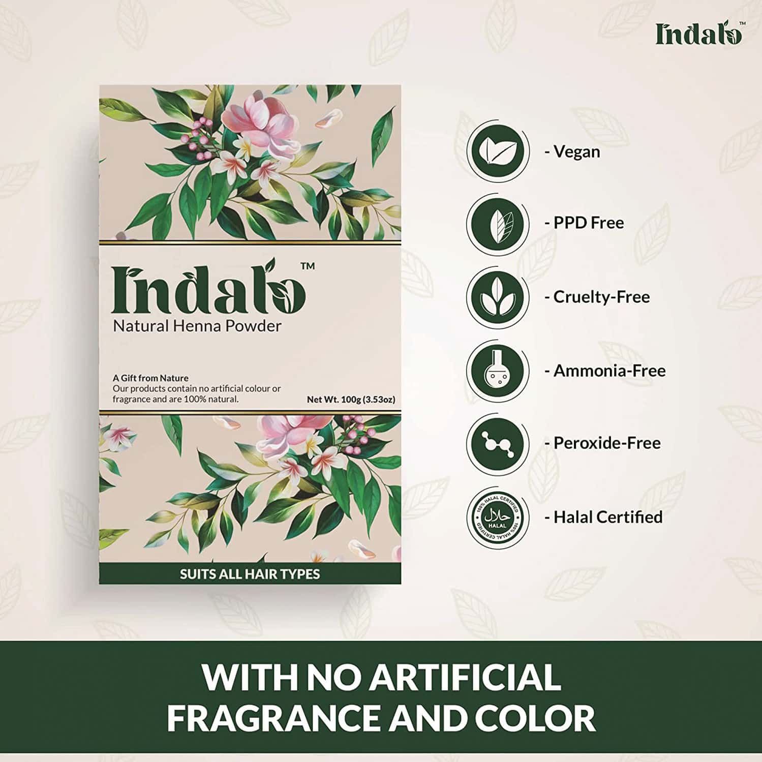 Buy INDALO NATURAL HENNA POWDER FOR HAIR COLOUR AND HAIR CARE 100G ...