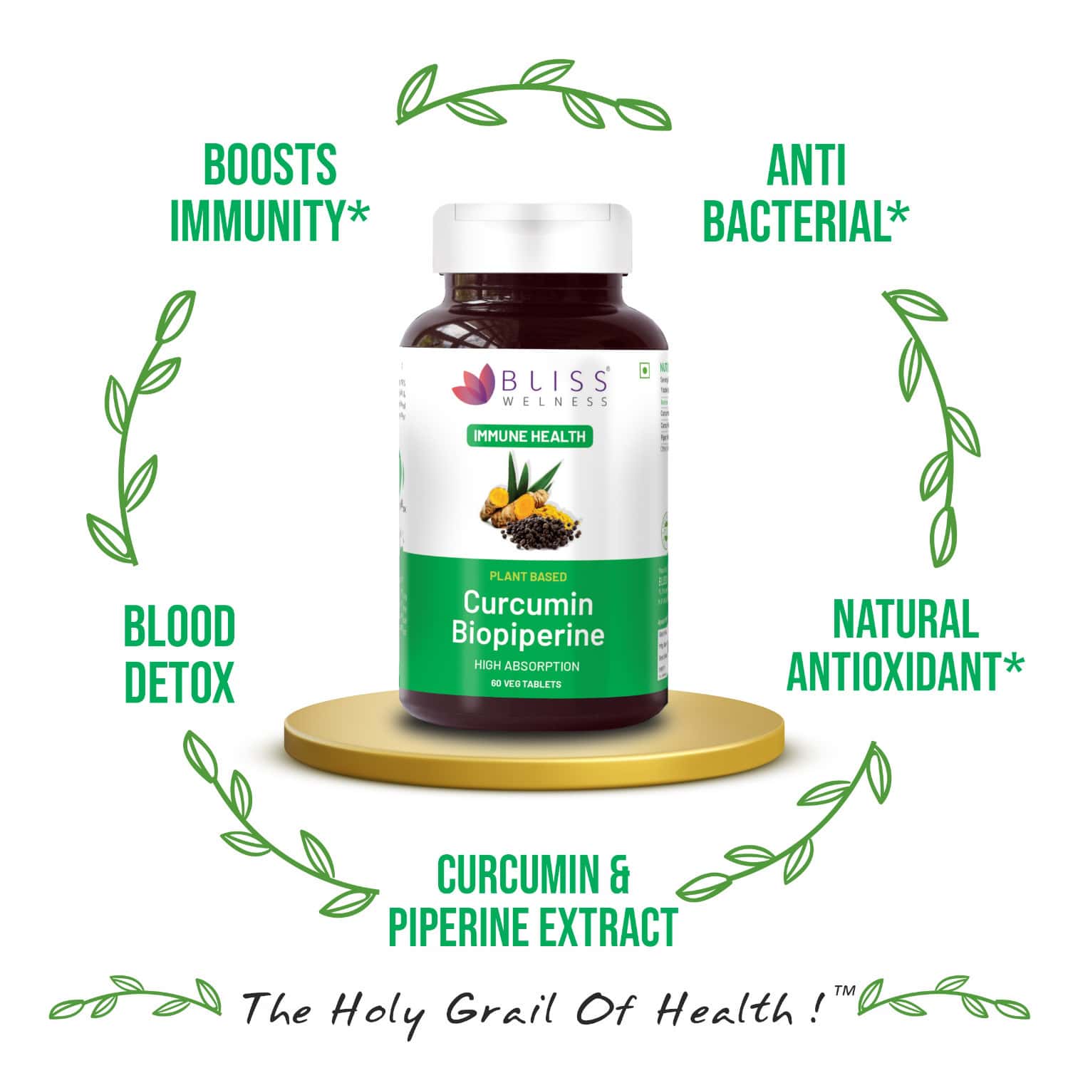 Buy BLISS WELNESS PURE CURCUMIN EXTRACT + TURMERIC EXTRACT BIOPIPERINE ...