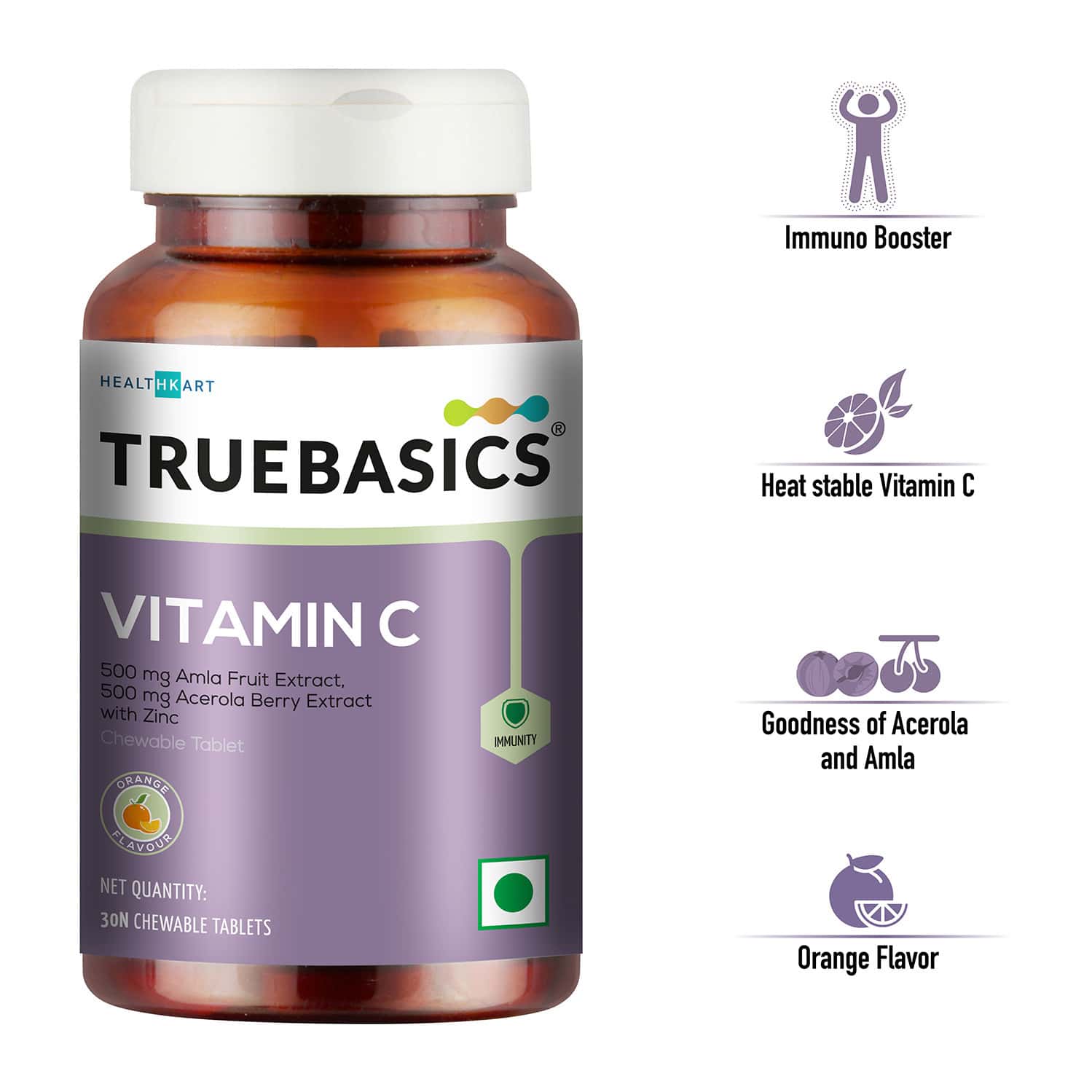 Buy TRUEBASICS NATURAL VITAMIN C (40MG) WITH 10MG ZINC FOR IMMUNITY ...