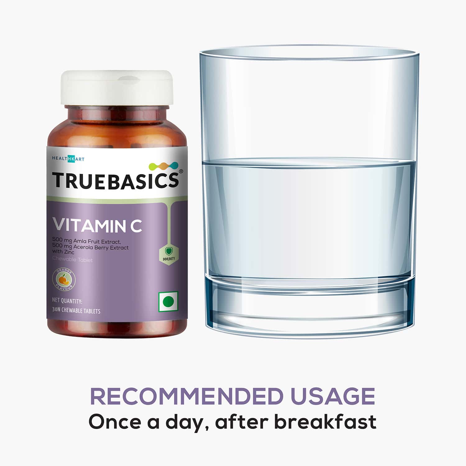 Buy TRUEBASICS NATURAL VITAMIN C (40MG) WITH 10MG ZINC FOR IMMUNITY ...