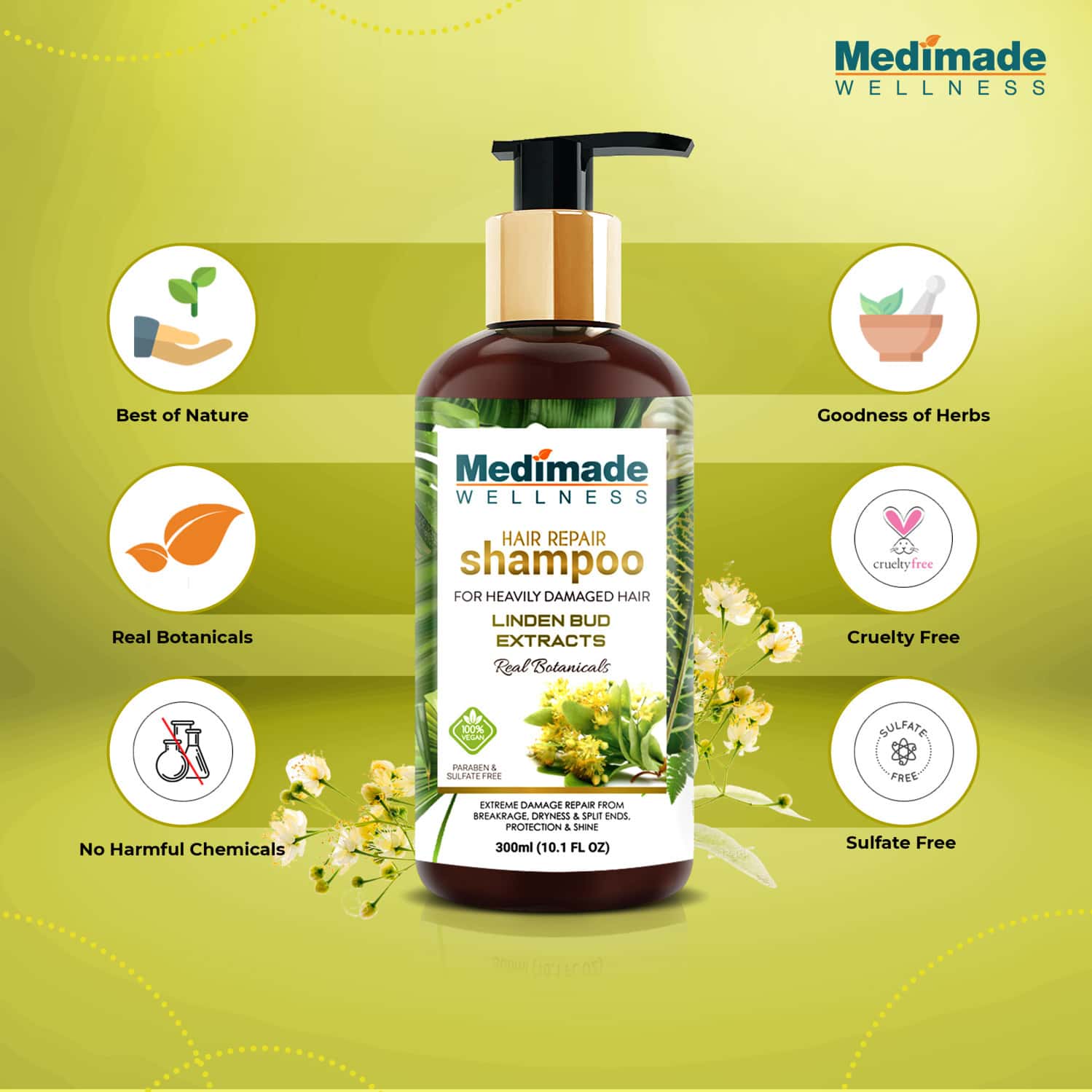 Buy MEDIMADE HAIR REPAIR SHAMPOO WITH LINDEN BUD EXTRACTS - 300 ML ...