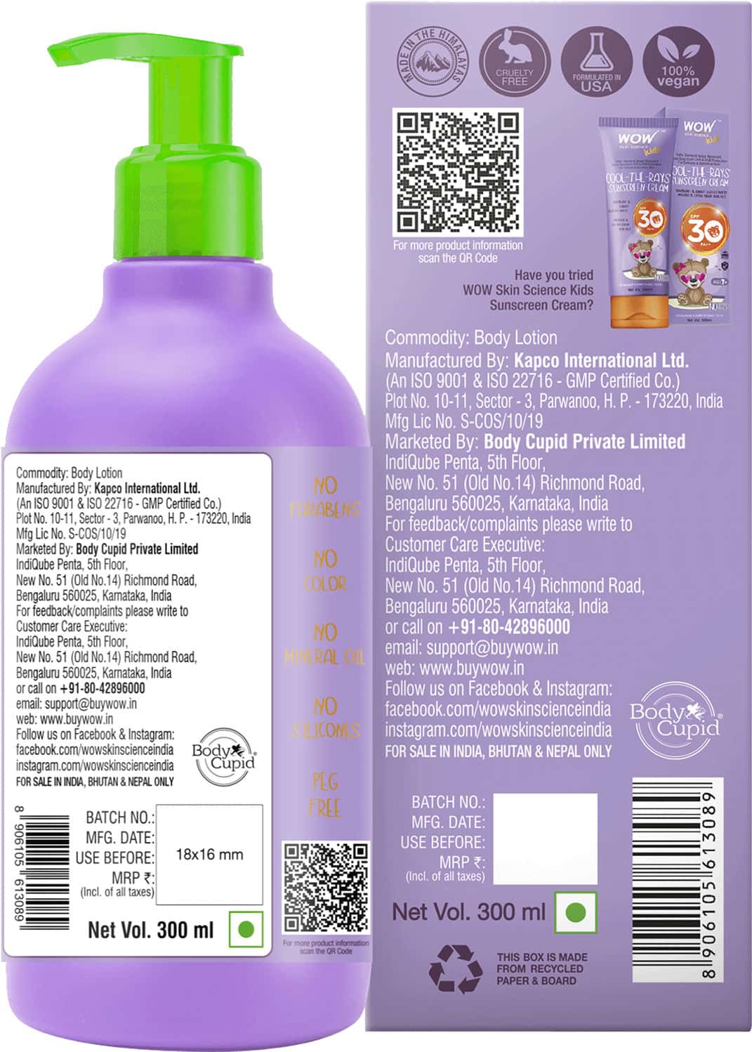 Buy WOW SKIN SCIENCE KIDS PLUSH & PLUMP BODY LOTION - SPF 15 - 300ML ...