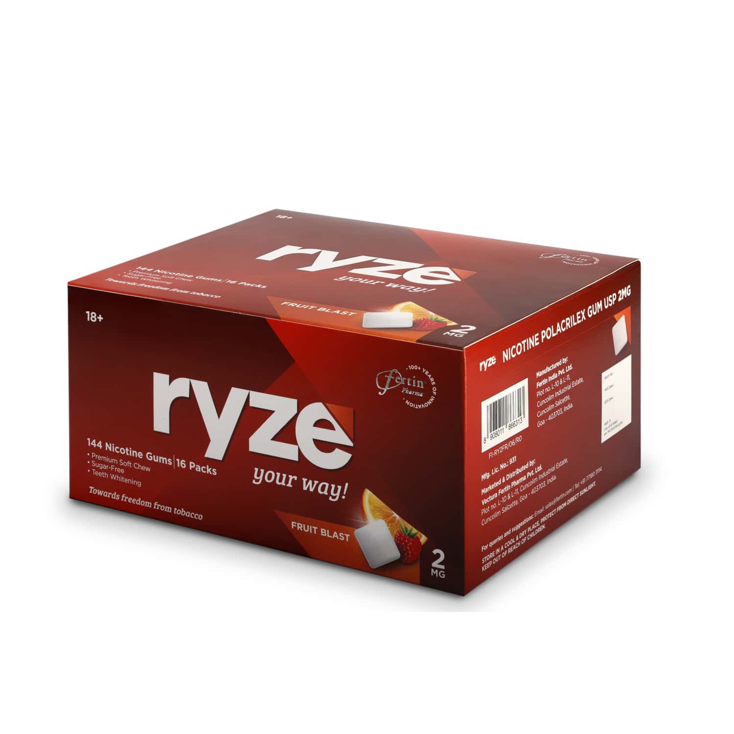Buy RYZE NICOTINE GUM 2MG | SOFT CHEW | EASY ON THROAT I FRUIT BLAST (9 ...