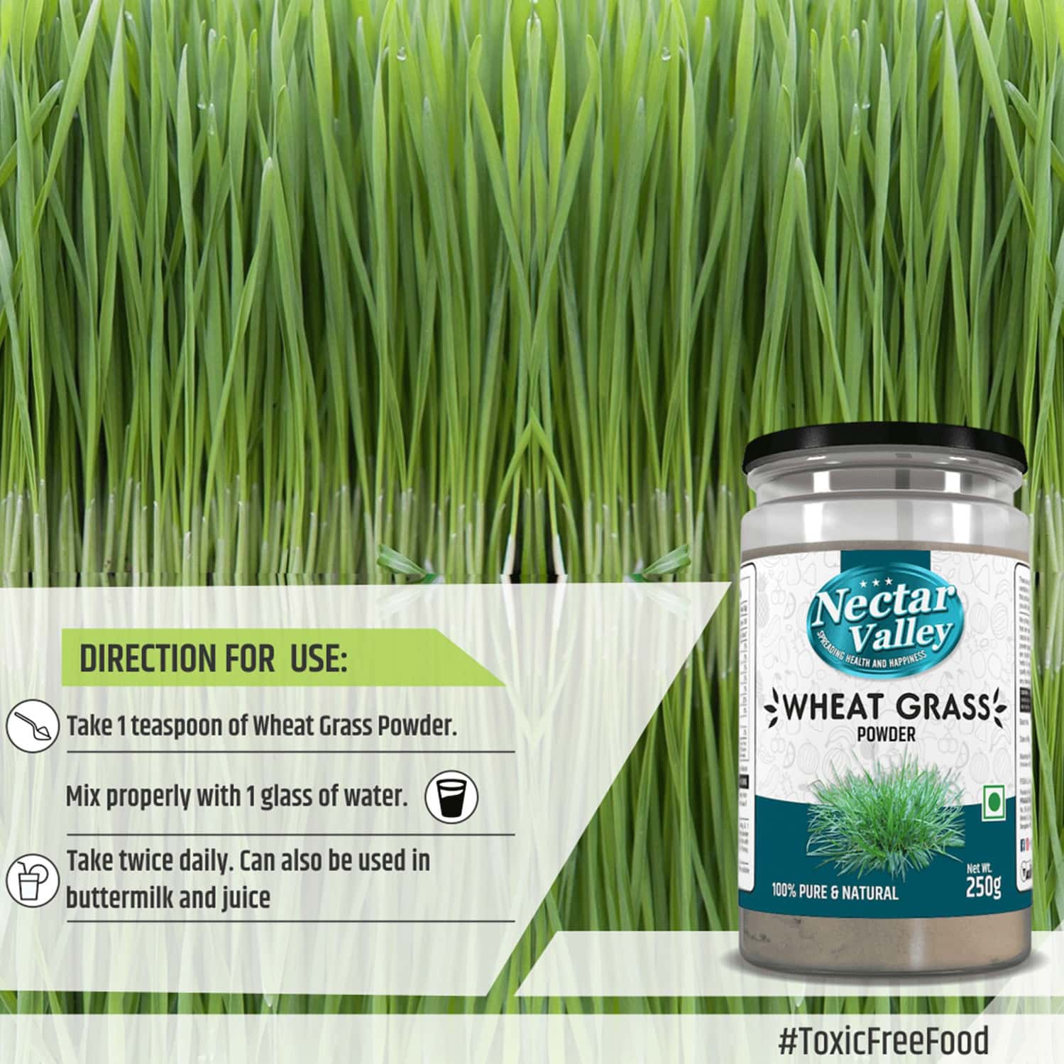 Buy NECTAR VALLEY WHEATGRASS LEAF POWDER | 100% EDIBLE PURE & NATURAL ...
